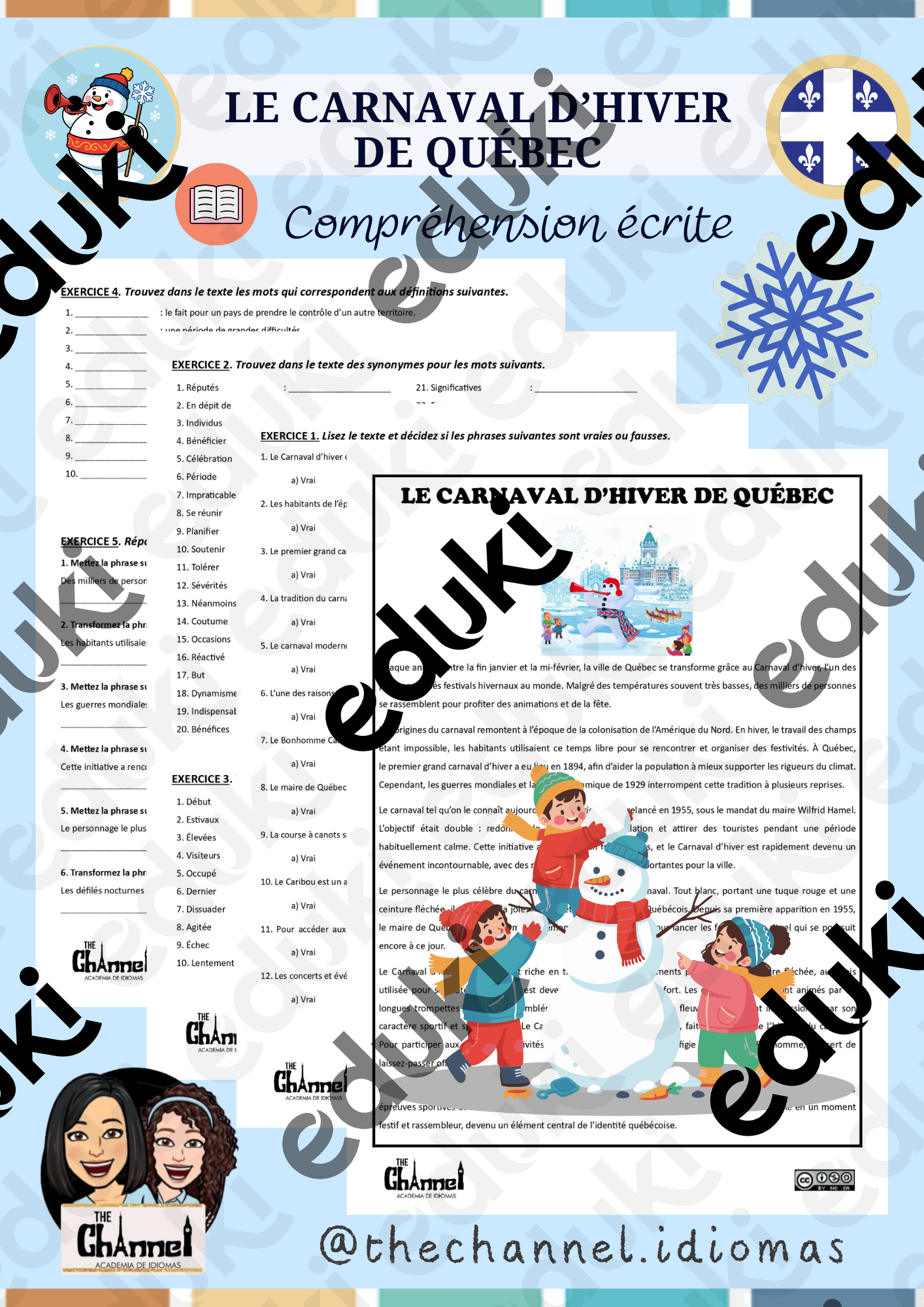 LE CARNAVAL D’HIVER DE QUÉBEC – Compréhension écrite - Ressource ...