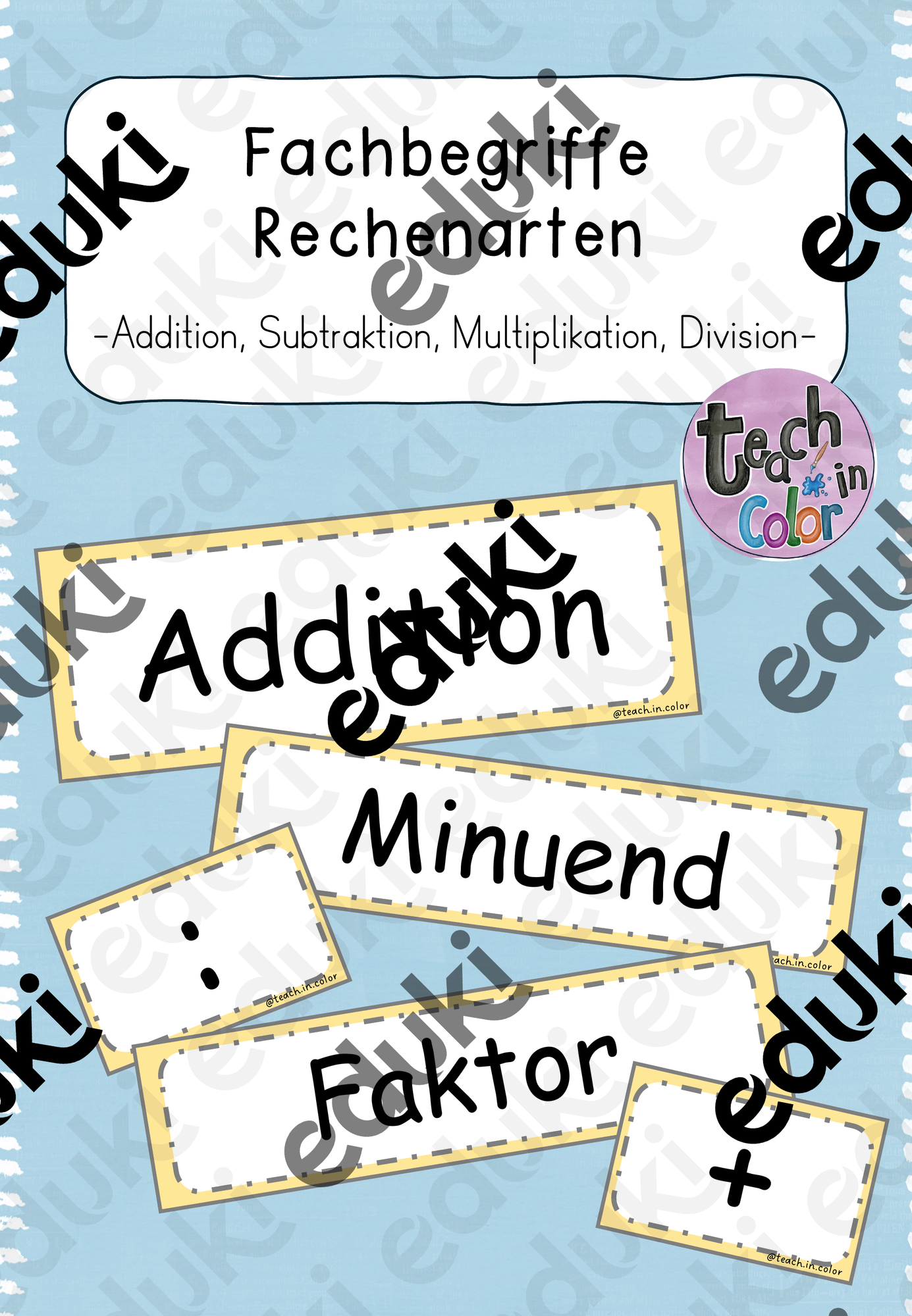Fachbegriffe Rechenarten Mathematik – Unterrichtsmaterial im Fach ...