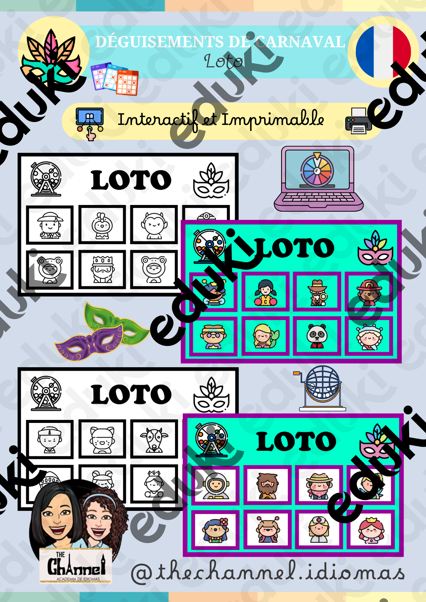 40 DÉGUISEMENTS DE CARNAVAL – Loto avec roue interactive - Ressource ...