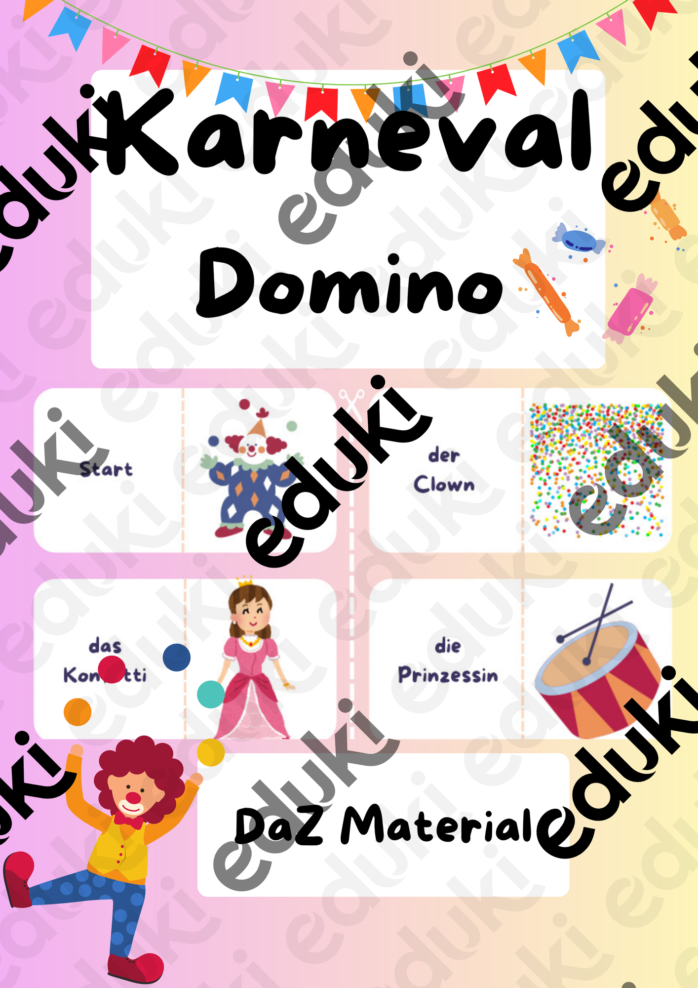 Karneval Domino -DaZ Wortschatz – Unterrichtsmaterial im Fach DaZ/DaF