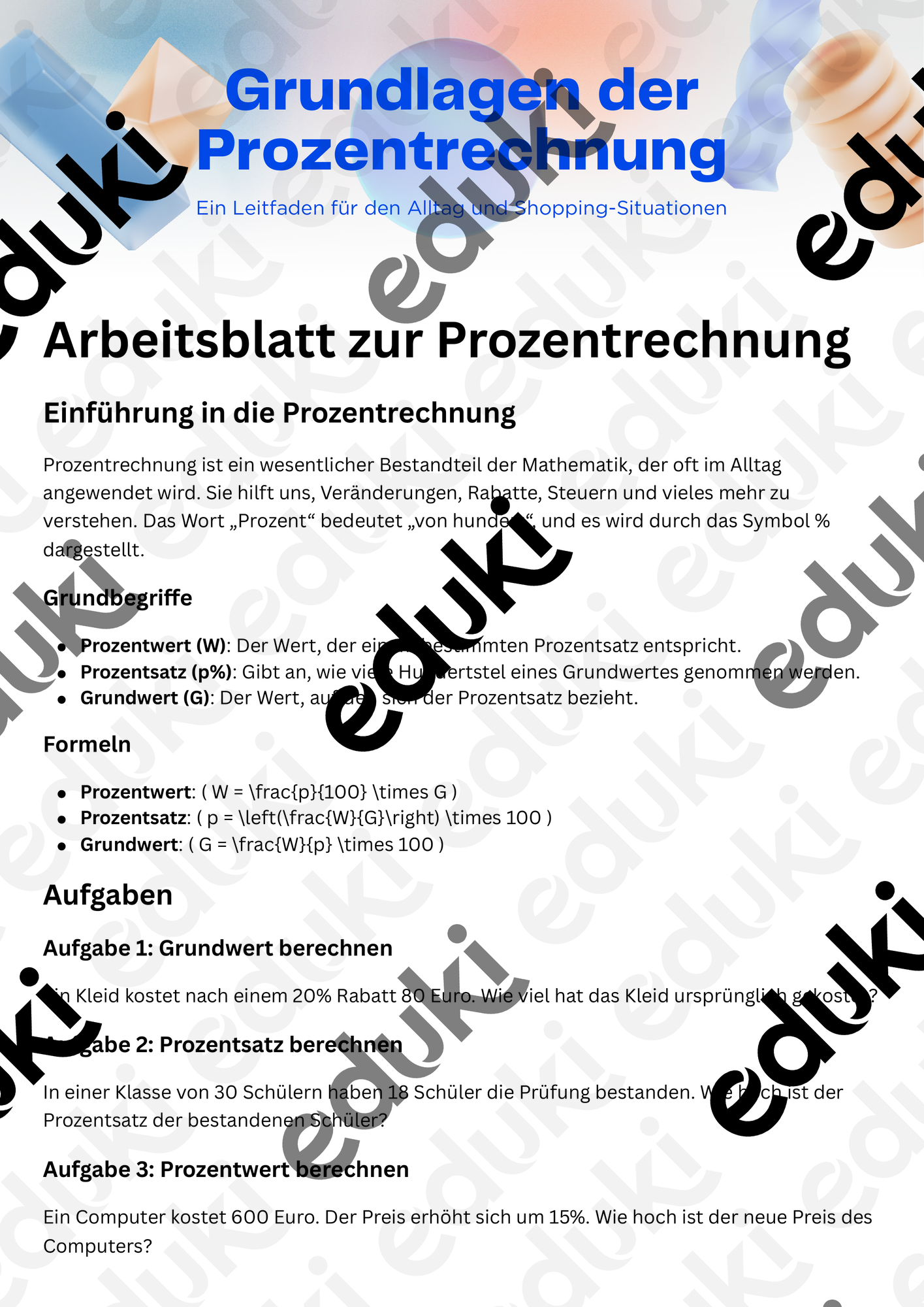 Arbeitsblatter Mathe Klasse 5 Prozentrechnung
