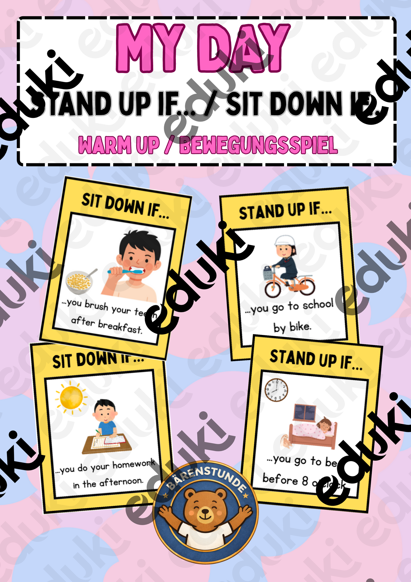 My Day / Daily Routines: Stand Up If... / Sit Down If... (Warm-Up ...