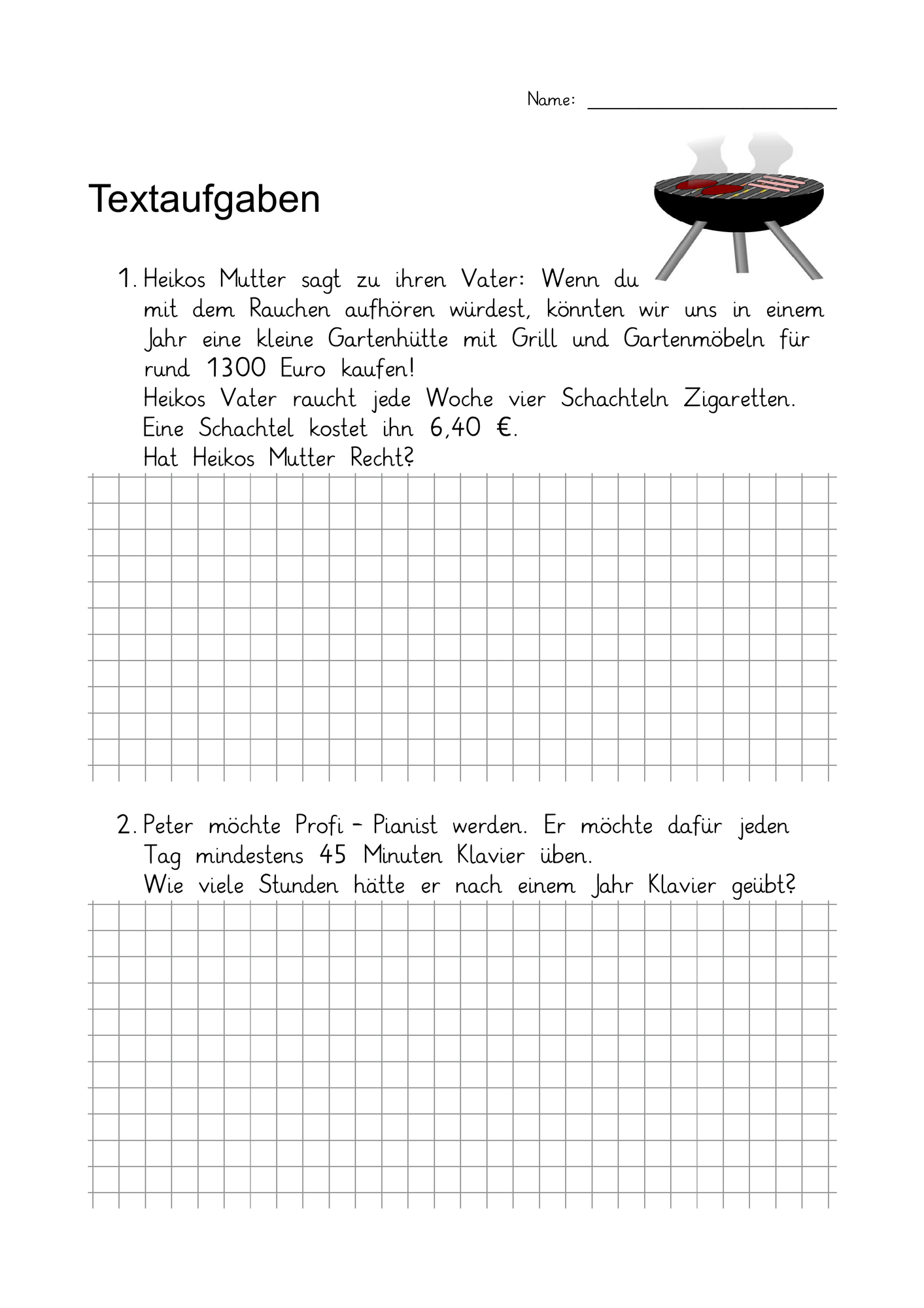 3 x AB Textaufgaben Klasse 5 schriftliche Multiplikation und Division ...