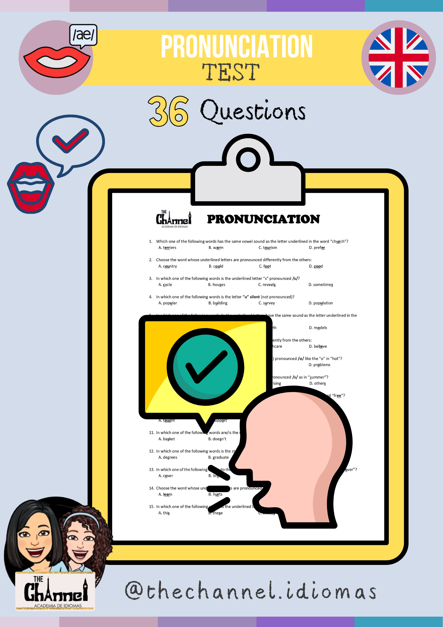 PRONUNCIATION TEST – 36 QUESTIONS (3) – Unterrichtsmaterial im Fach ...