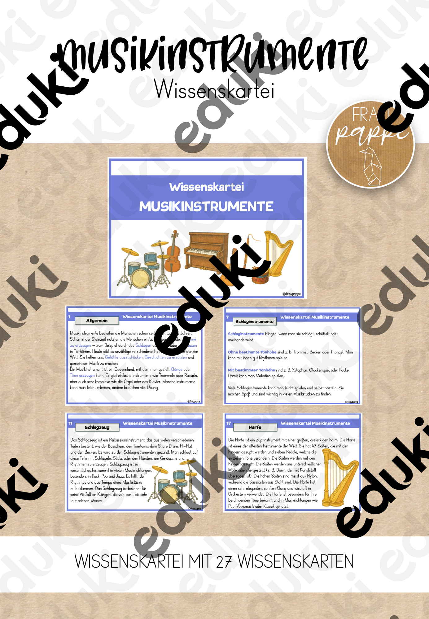 Wissenskartei Musikinstrumente – Unterrichtsmaterial im Fach Musik