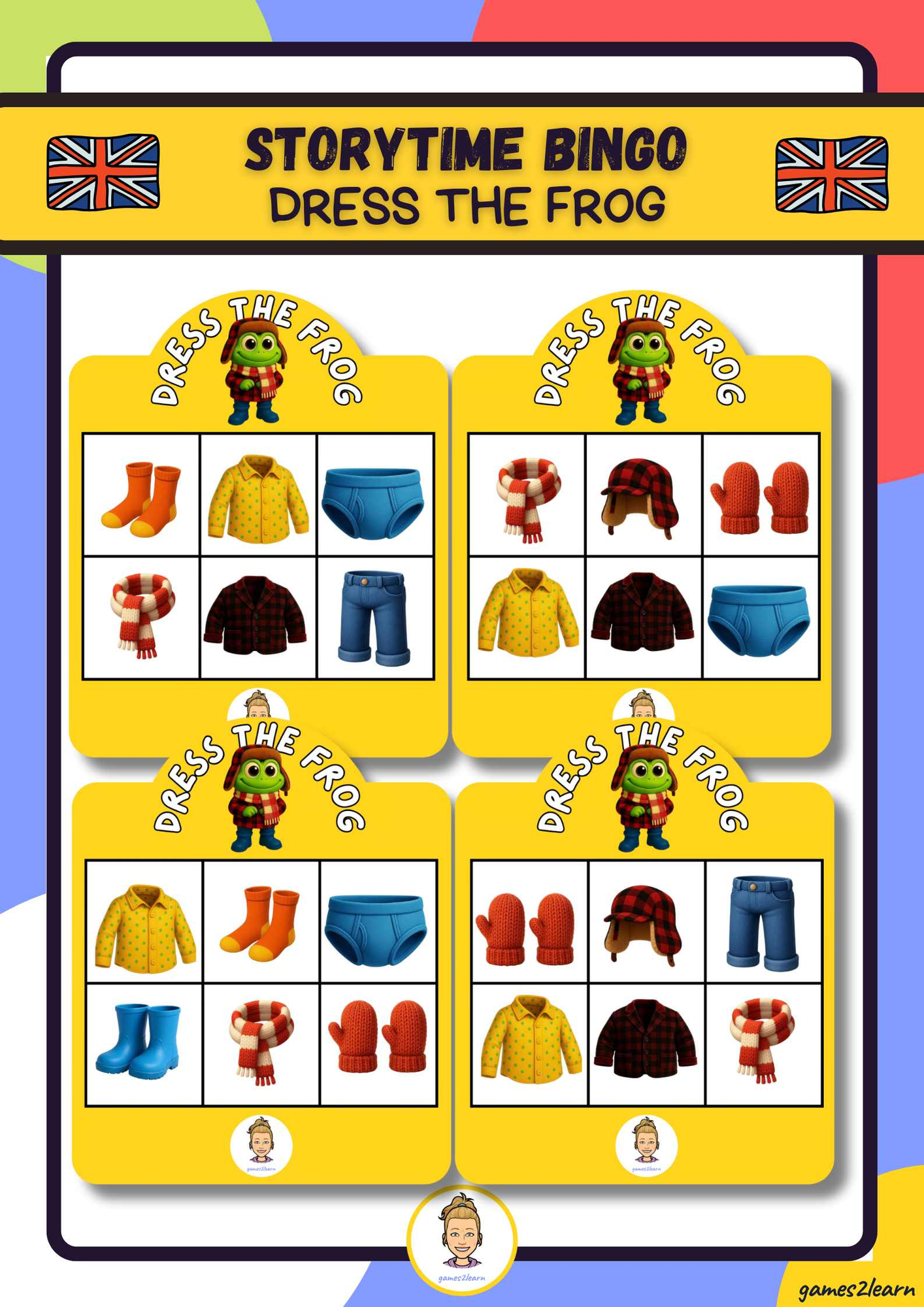 Dress the Frog Bingo – Unterrichtsmaterial im Fach Englisch