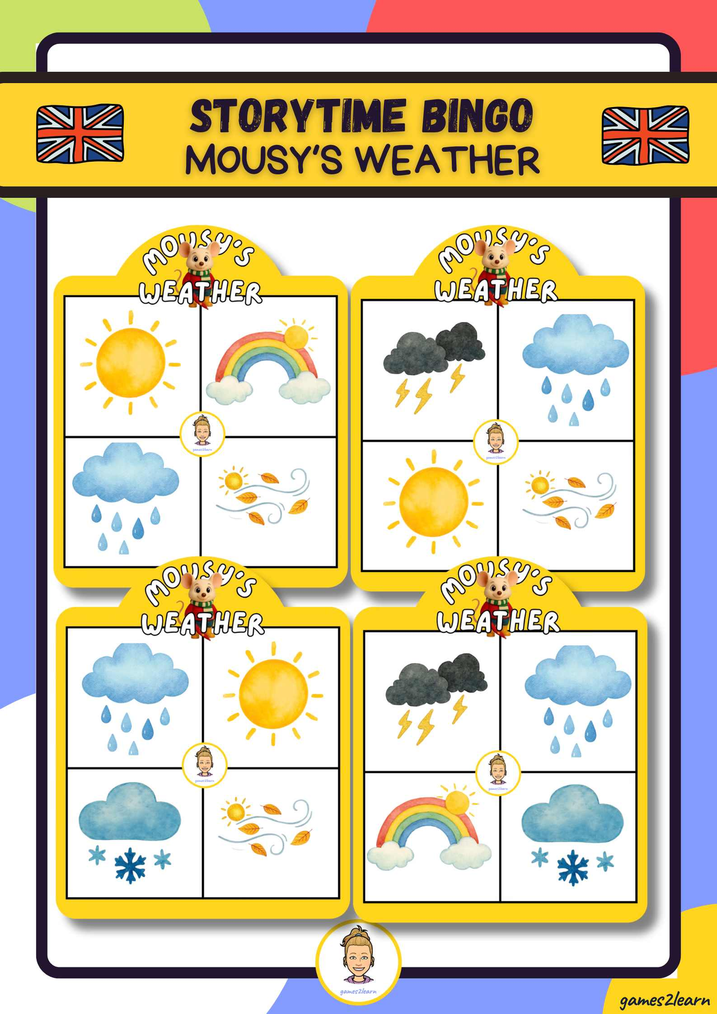 MOUSY'S WEATHER STORYTIME BINGO – Unterrichtsmaterial im Fach Englisch