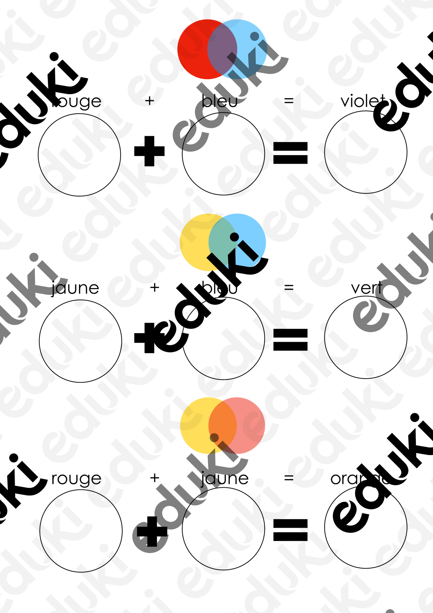 Fiche apprentissage mélange de couleurs - Ressource pédagogique pour ...