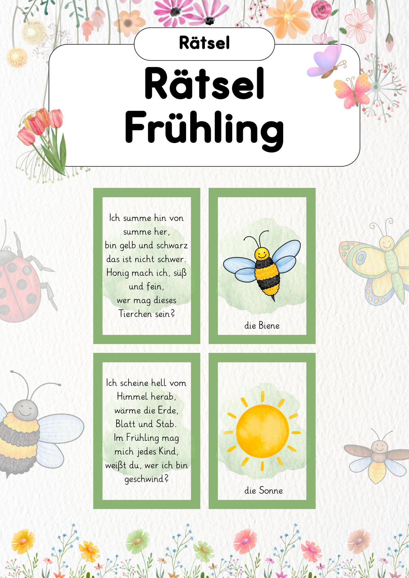 Rätsel Frühling | Rätsel raten Frühling – Unterrichtsmaterial im Fach Kita