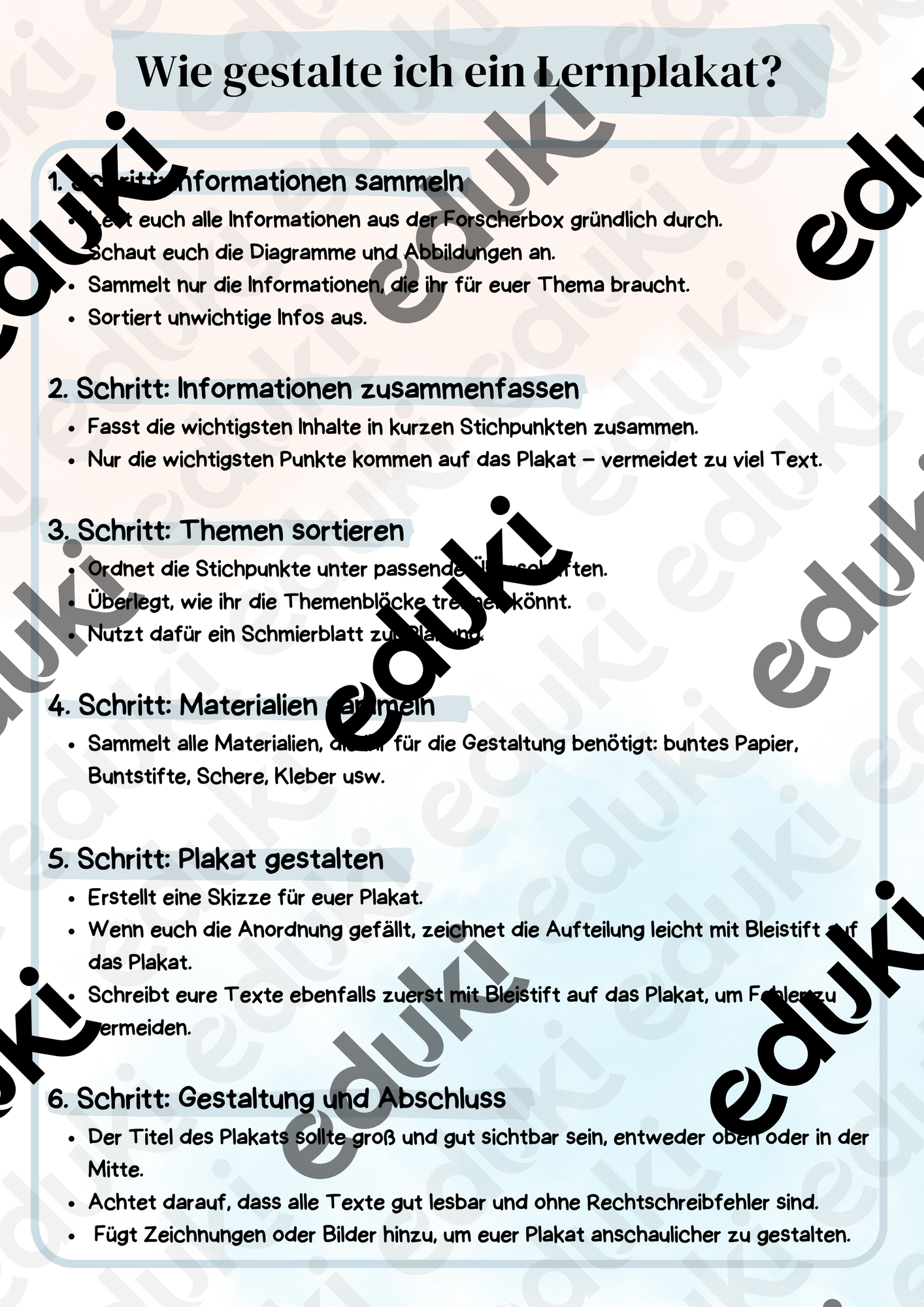 Methodenkarte- Wie erstelle ich ein Lernplakat? – Unterrichtsmaterial ...