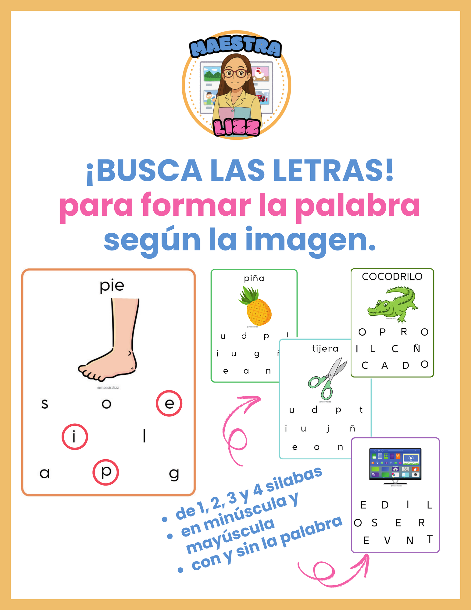 Busca las letras de la palabra (1) - material de la siguiente ...