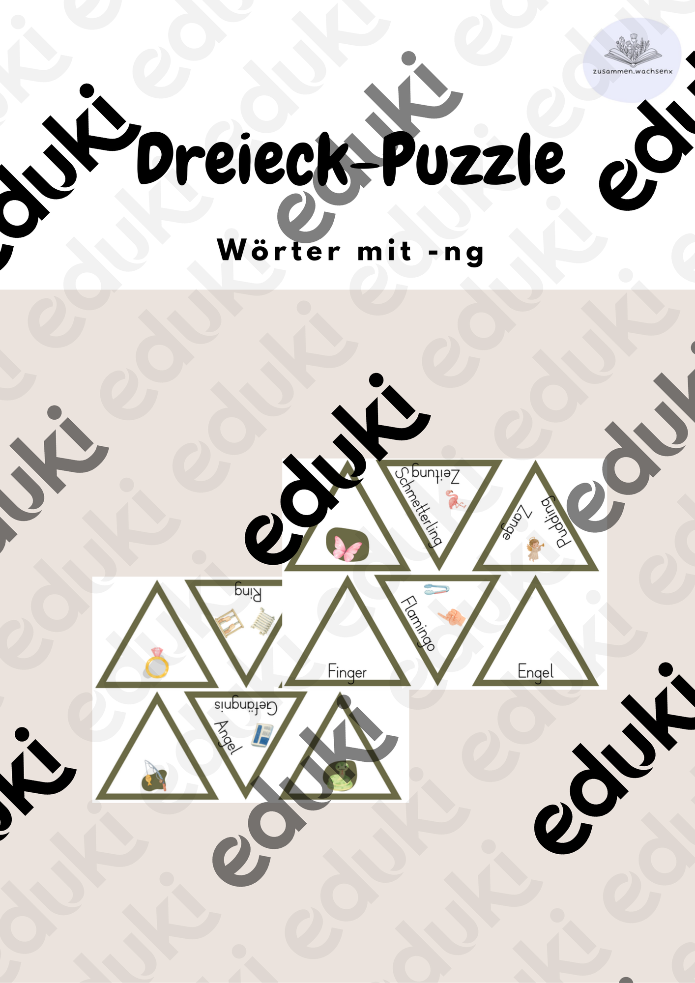 Dreieck-Puzzle: Buchstabenverbindung -ng – Unterrichtsmaterial im Fach ...