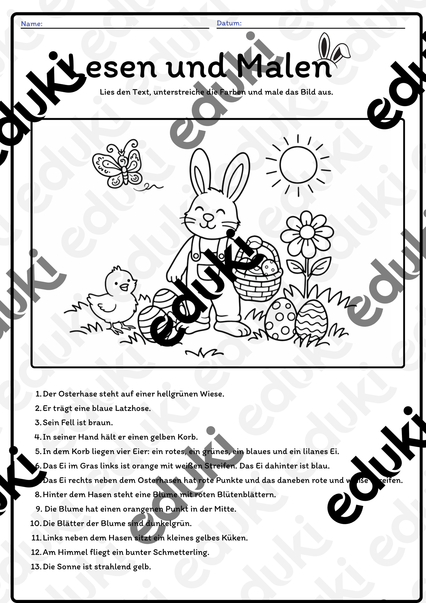 📘 Lesen und Malen – Ostern 🐰🎨🌷 – Unterrichtsmaterial in den Fächern ...