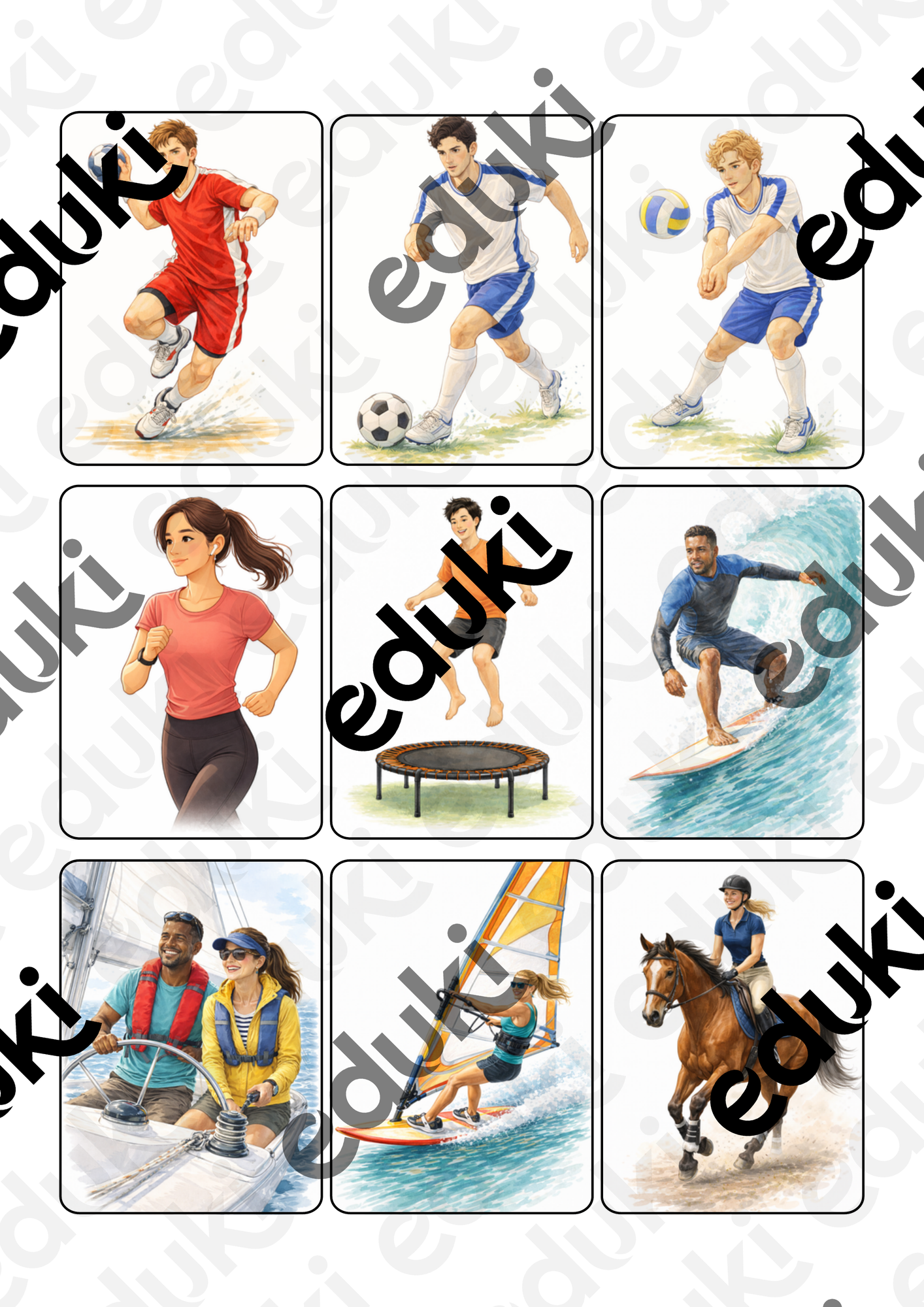 25 Karten Sport / Freizeit für Spiele – Unterrichtsmaterial im Fach DaZ/DaF