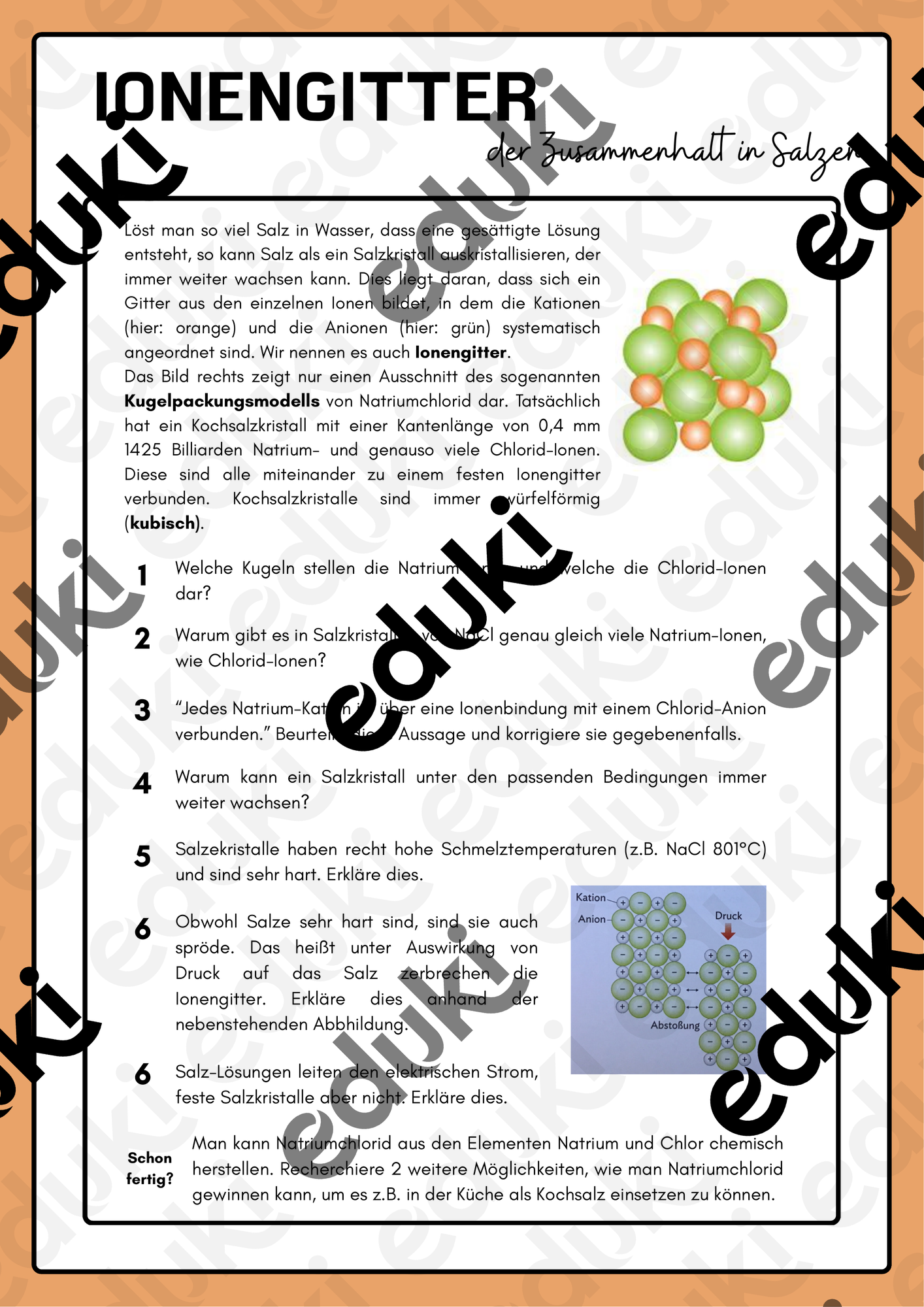 Ionengitter – Unterrichtsmaterial im Fach Chemie