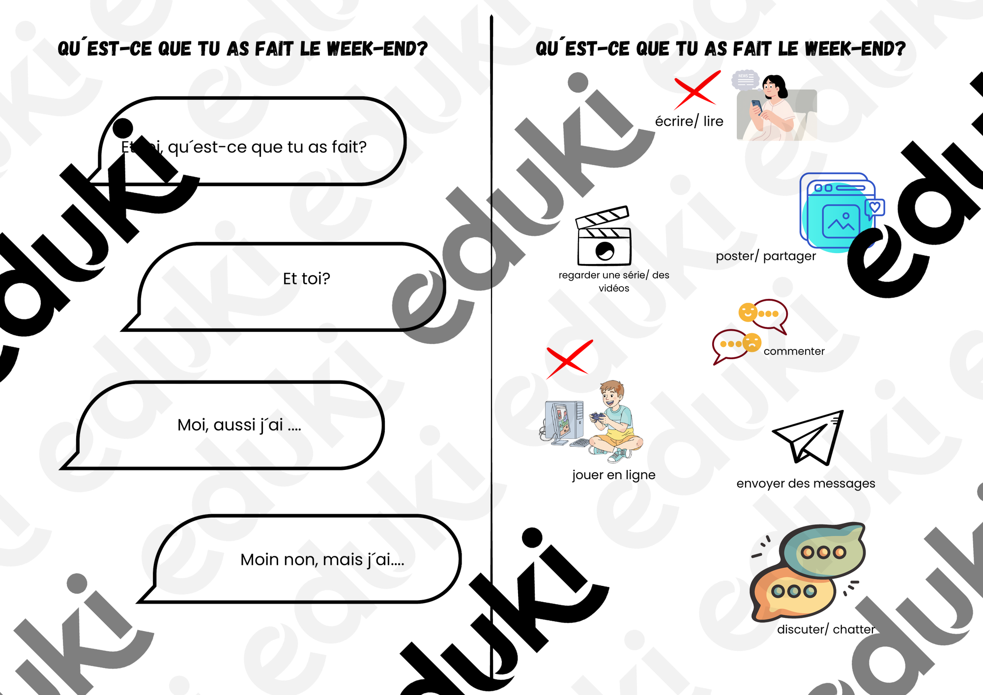 Qu´est-ce que tu as fait le week-end? – Unterrichtsmaterial im Fach ...