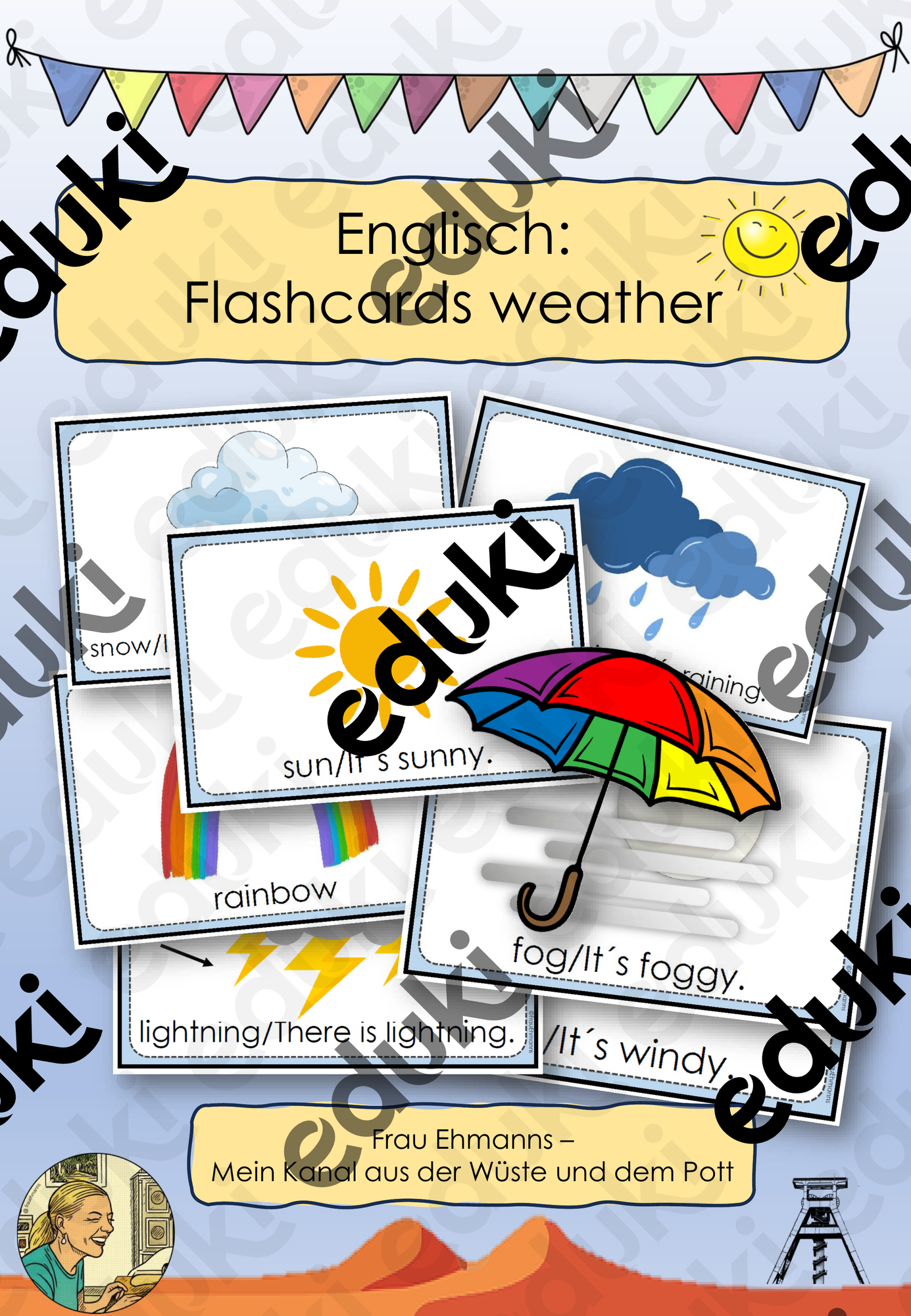 Englisch Grundschule: Flashcards weather, Bildkarten Wetter ...