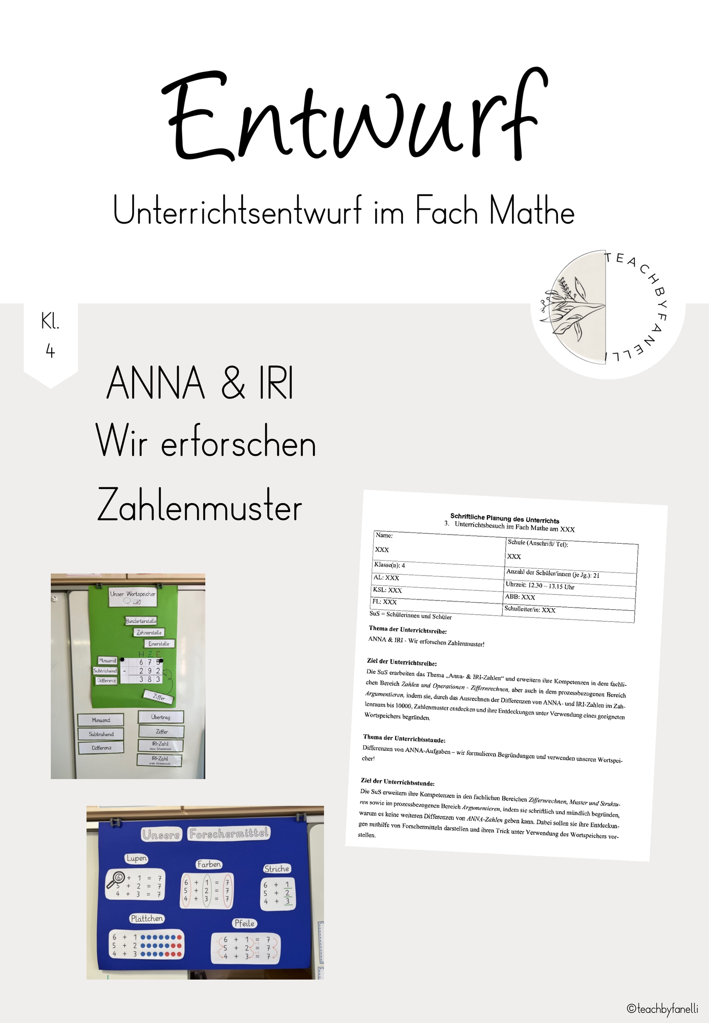 Unterrichtsentwurf Mathe ANNA Zahlen (Kl. 4) – Unterrichtsmaterial im ...