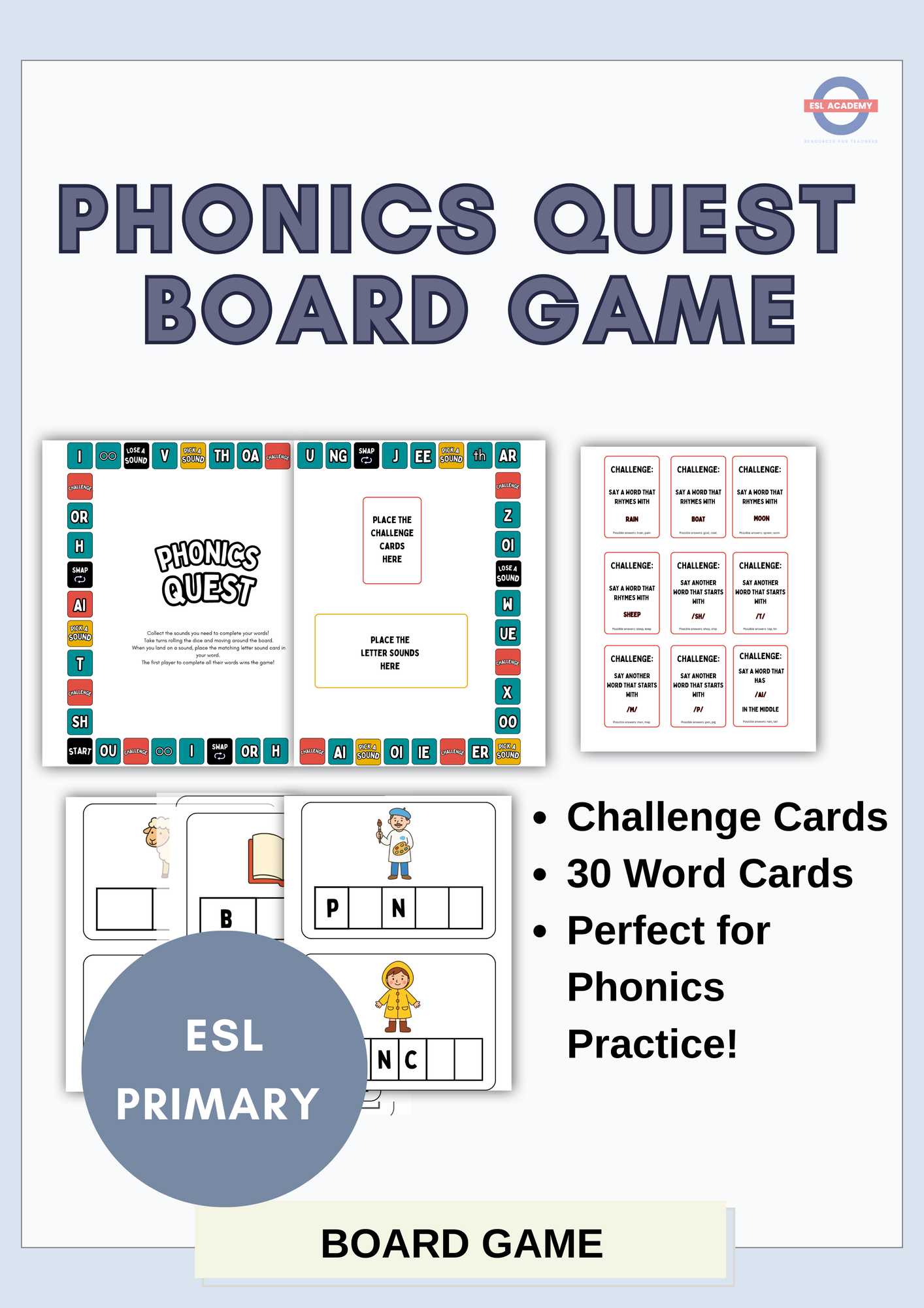 Phonics Quest-Board Game ESL-EFL Phonemic awareness - material de la ...