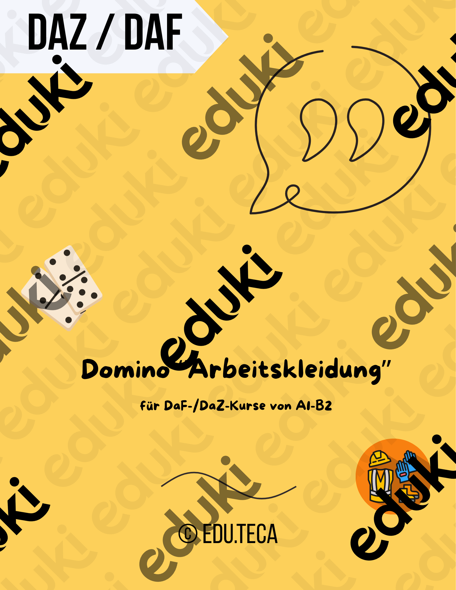 Domino "Arbeitskleidung" (DaF/DaZ Erwachsenenbildung ...