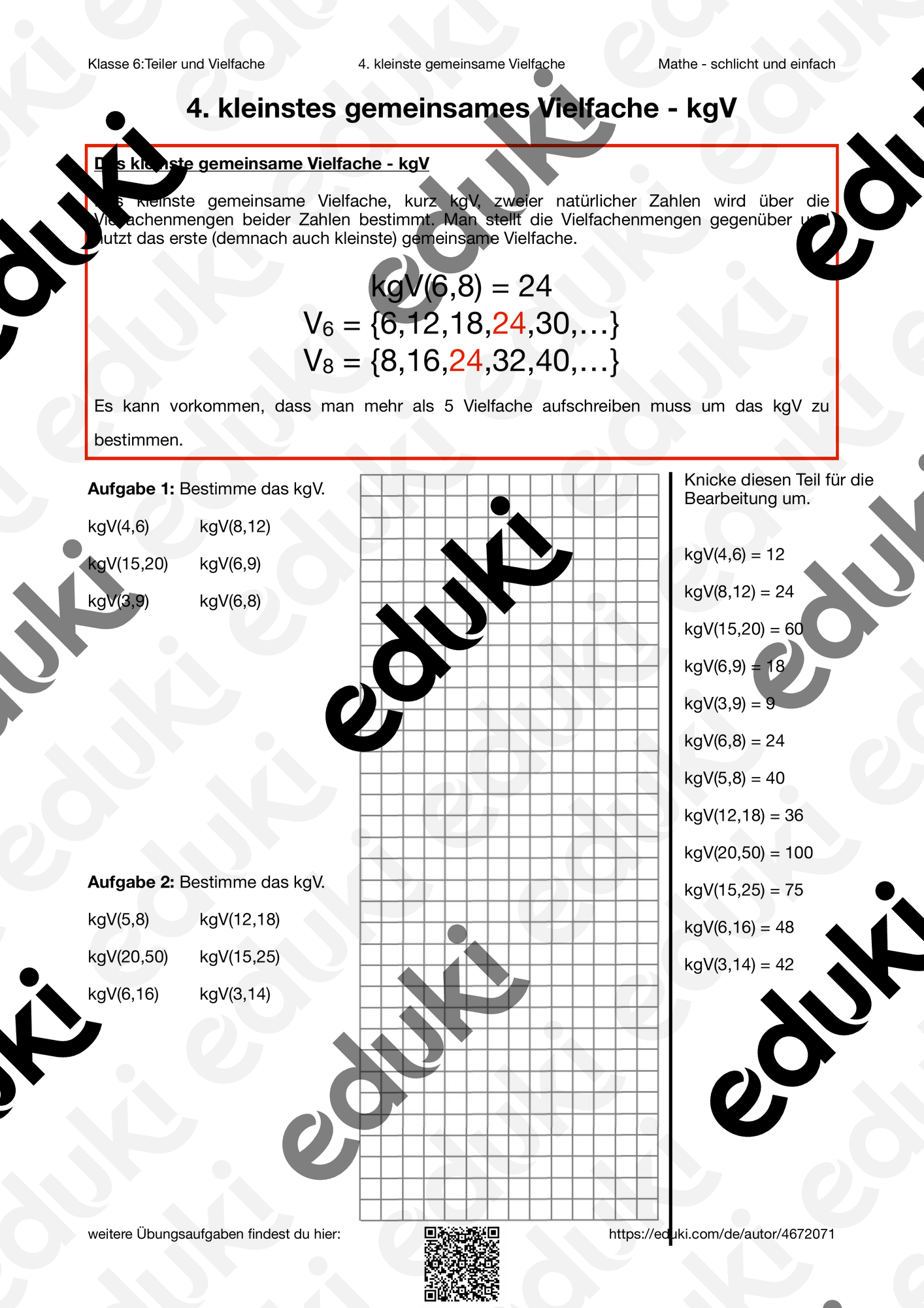 Teiler und Vielfache: 4_kleinstes gemeinsames Vielfache kgV ...