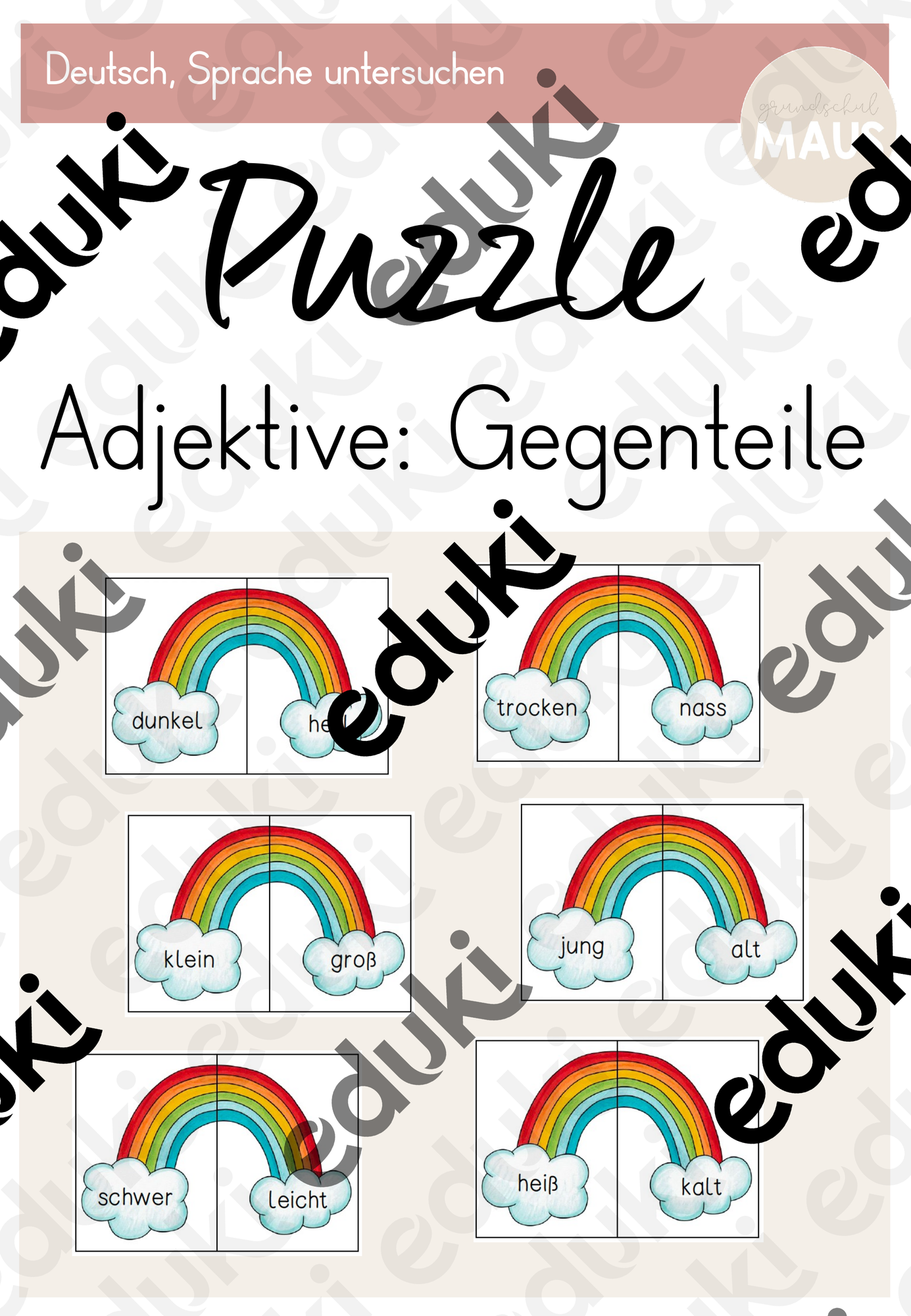 Adjektive: Gegenteil-Puzzle – Unterrichtsmaterial im Fach Deutsch