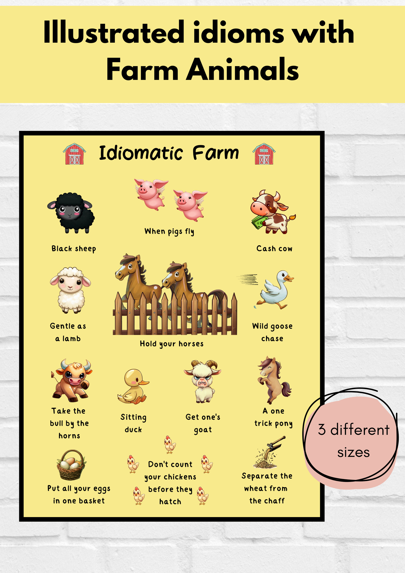 Illustrated Farm Animals Idioms Poster. English Classroom - material de ...