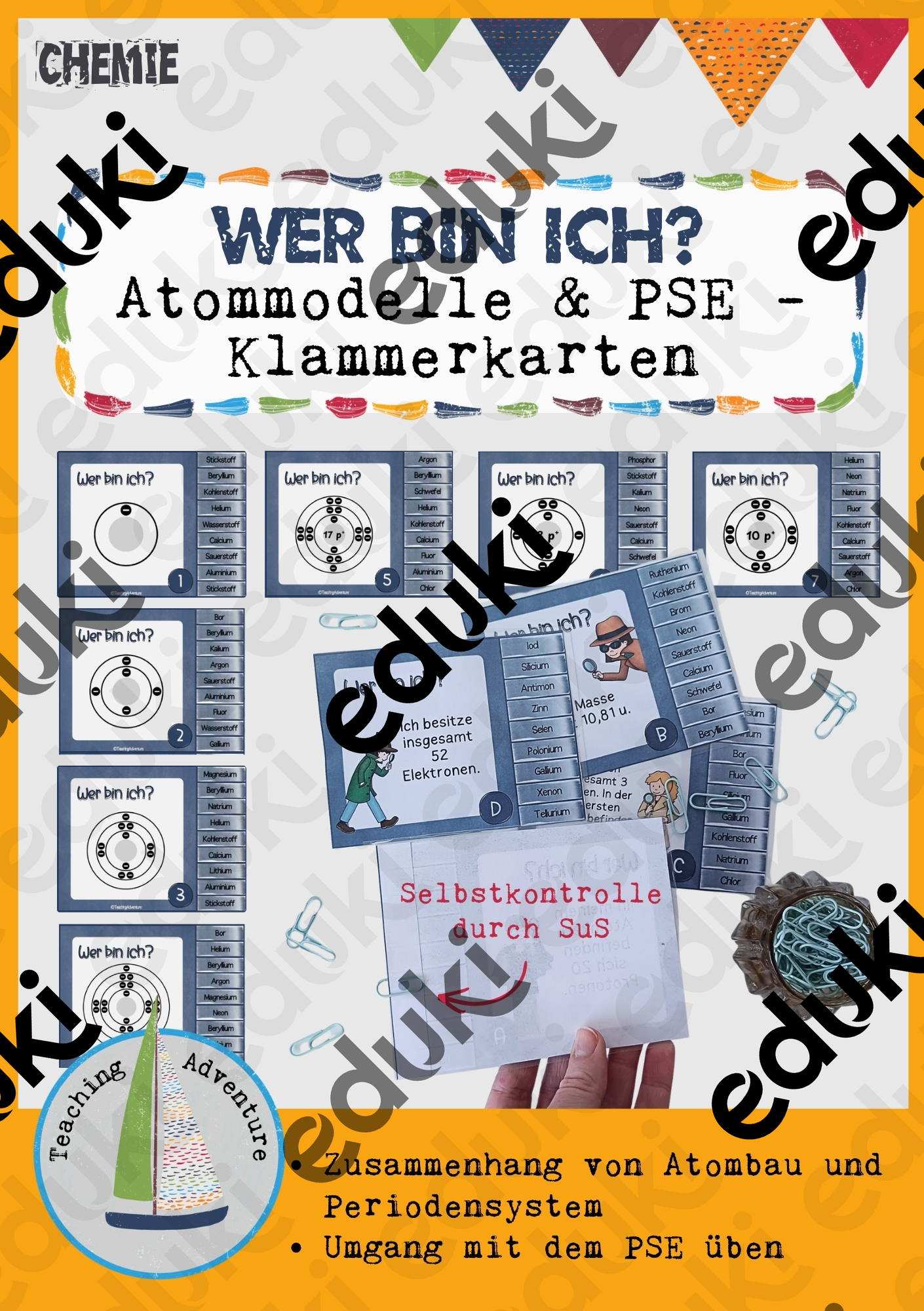 Atombau & PSE - Klammerkarten mit Übungsaufgaben – Unterrichtsmaterial ...