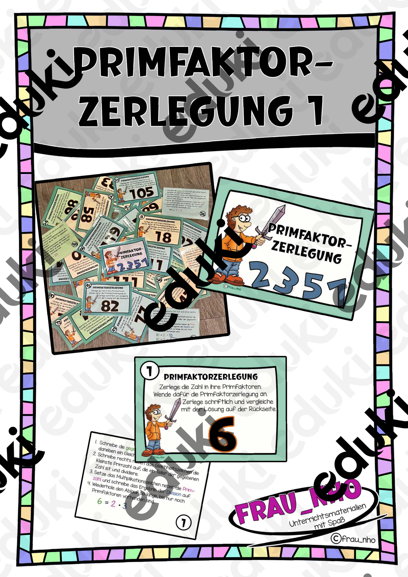 Primfaktorzerlegung 1 - Aufgabenkarten + Lösung – Unterrichtsmaterial ...