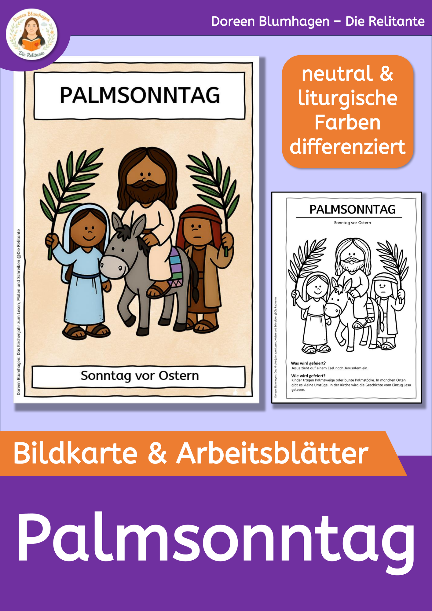 Palmsonntag – Bildkarte & Arbeitsblätter – Unterrichtsmaterial im Fach ...