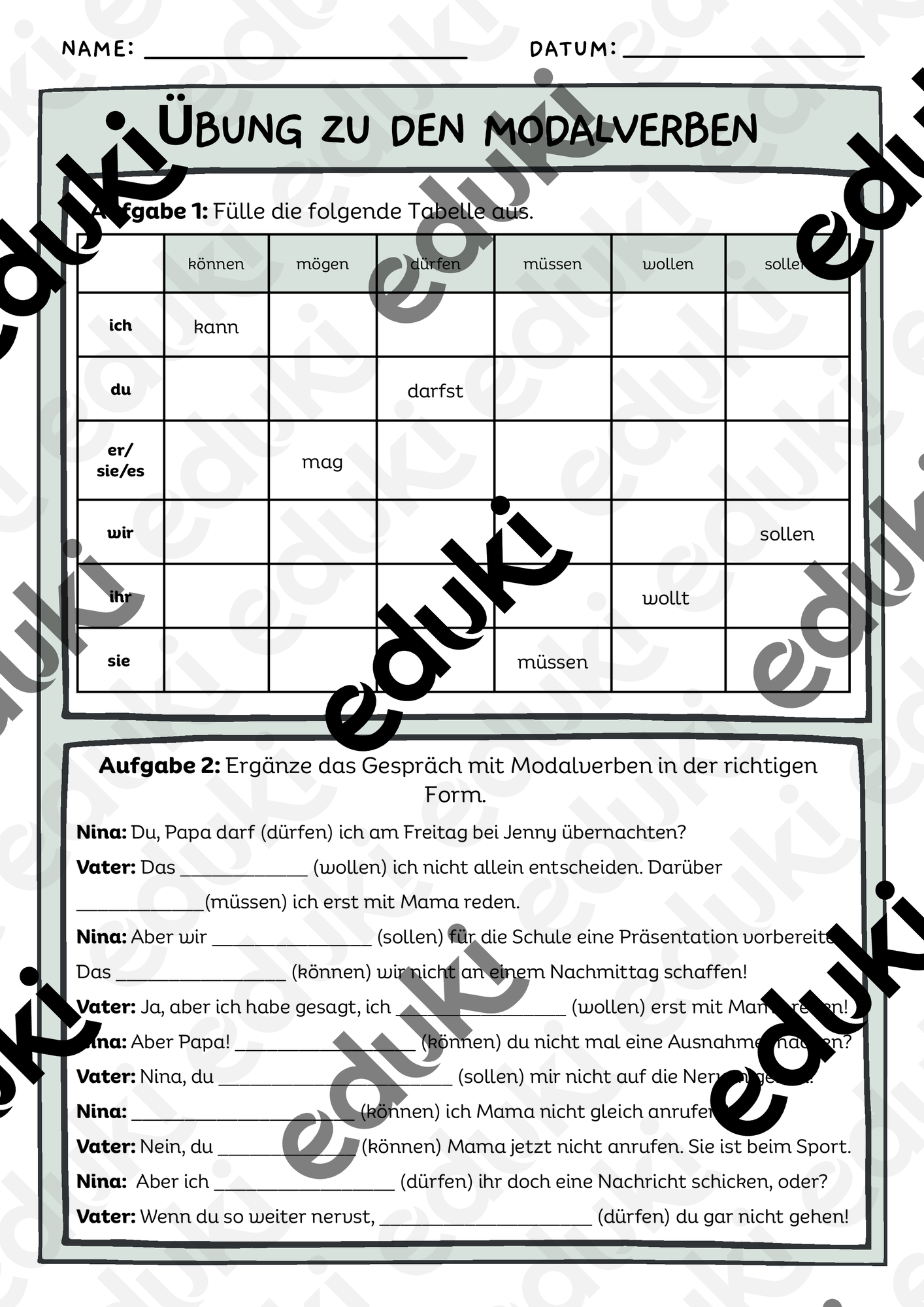 Modalverben Übung – Unterrichtsmaterial im Fach Alltagskultur ...
