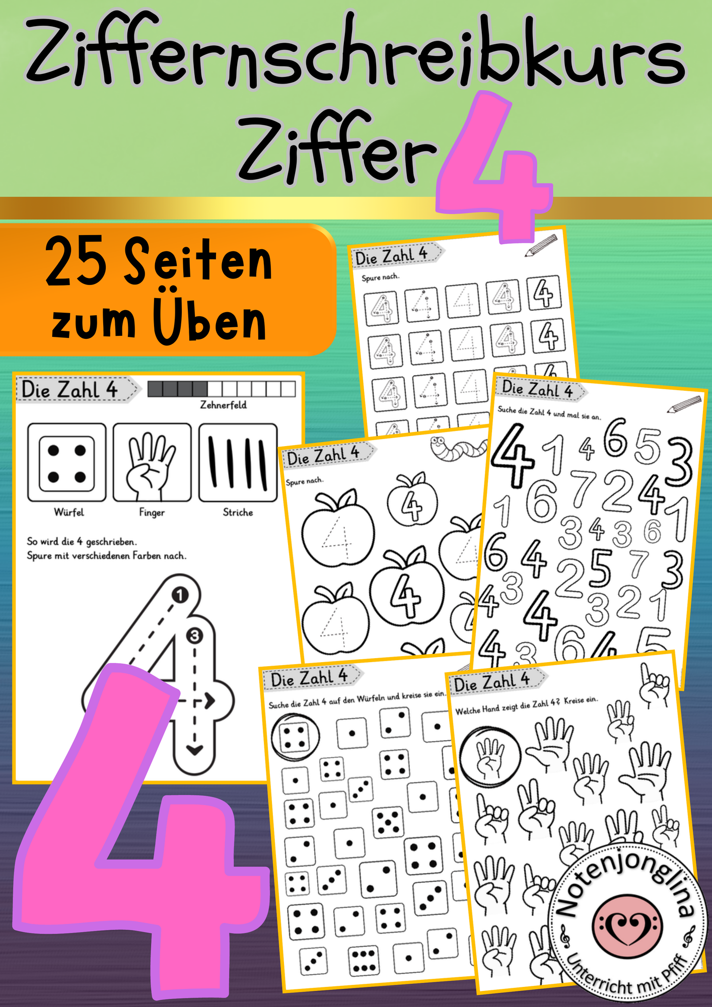 Zahl 4 Ziffernlehrgang Ziffer 4 Arbeitsheft – Unterrichtsmaterial im ...
