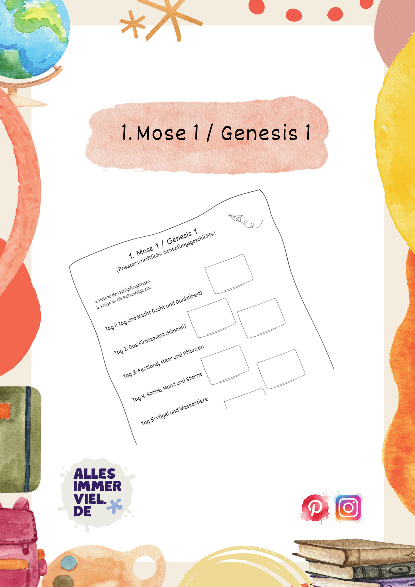 Schöpfung in 7 Tagen - 1. Mose 1/ Genesis 1 – Unterrichtsmaterial im ...