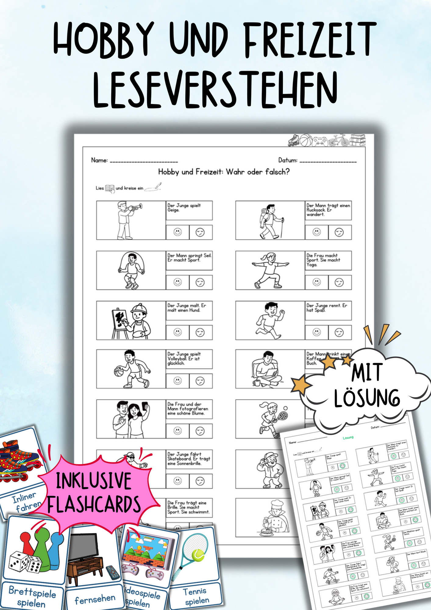 DaZ / DaF - Hobby und Freizeit - Leseverstehen (Arbeitsblatt ...