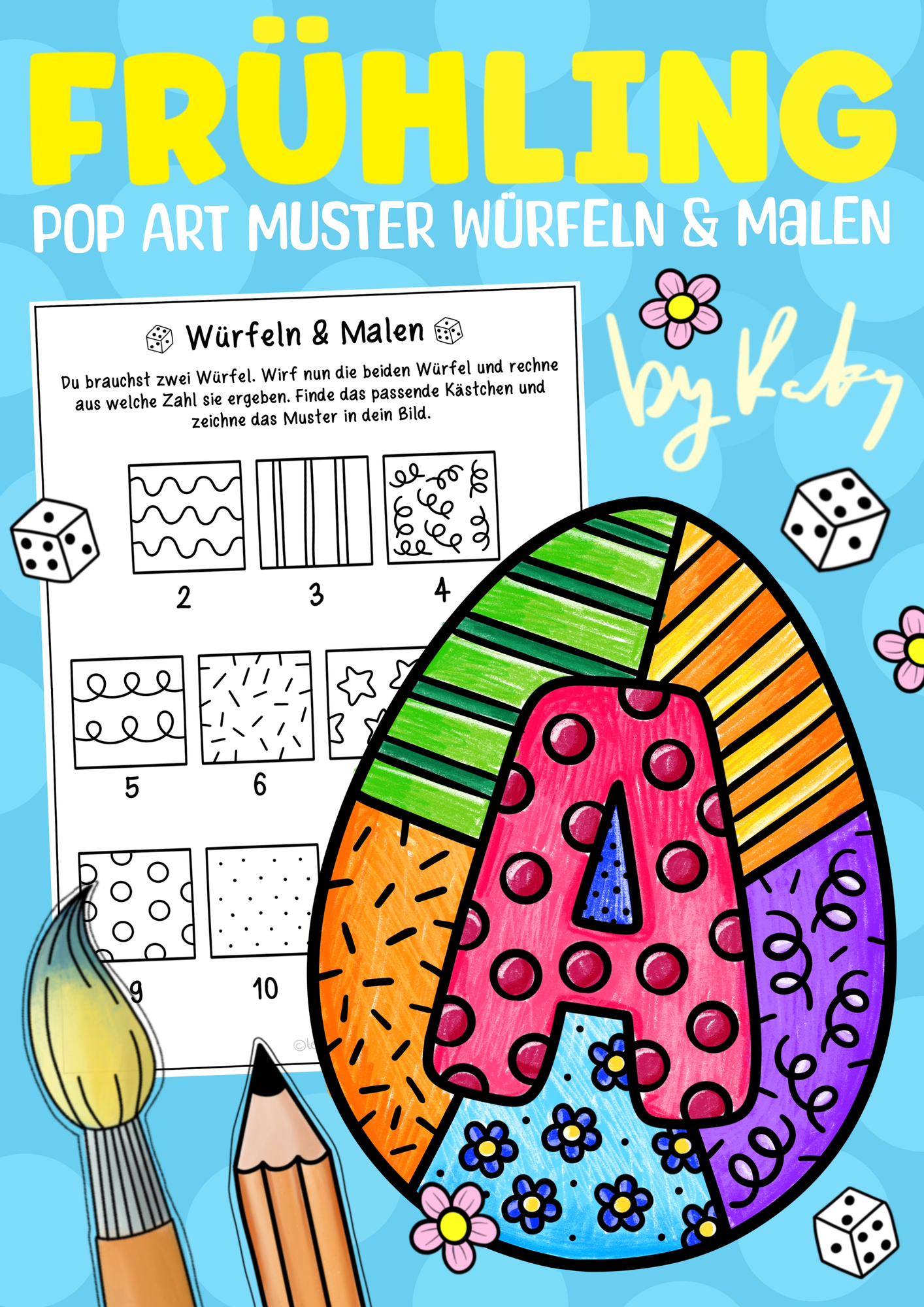 Bunte Buchstaben Ostereier Würfeln & Malen - Kunst für Ostern ...