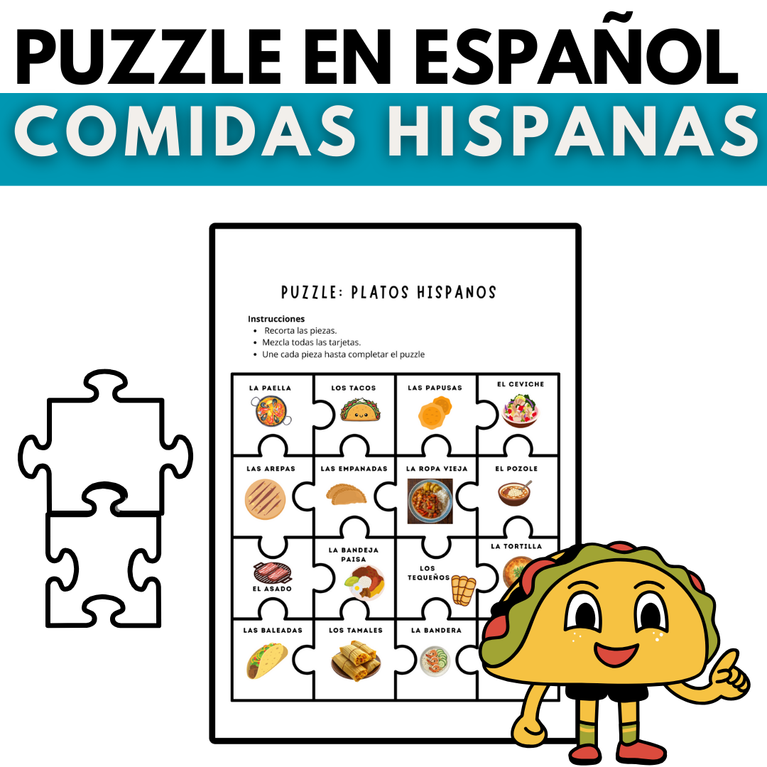 Spanish Food Puzzle | Puzzle de Comida Hispana | Cut & Paste Platos ...