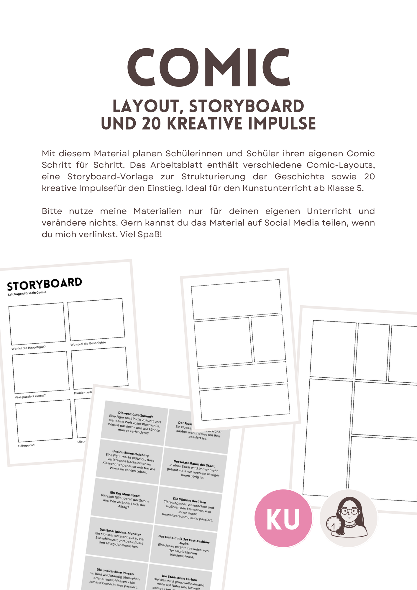 Comic zeichenen: Layout, Storyboard & Impulse – Unterrichtsmaterial im ...