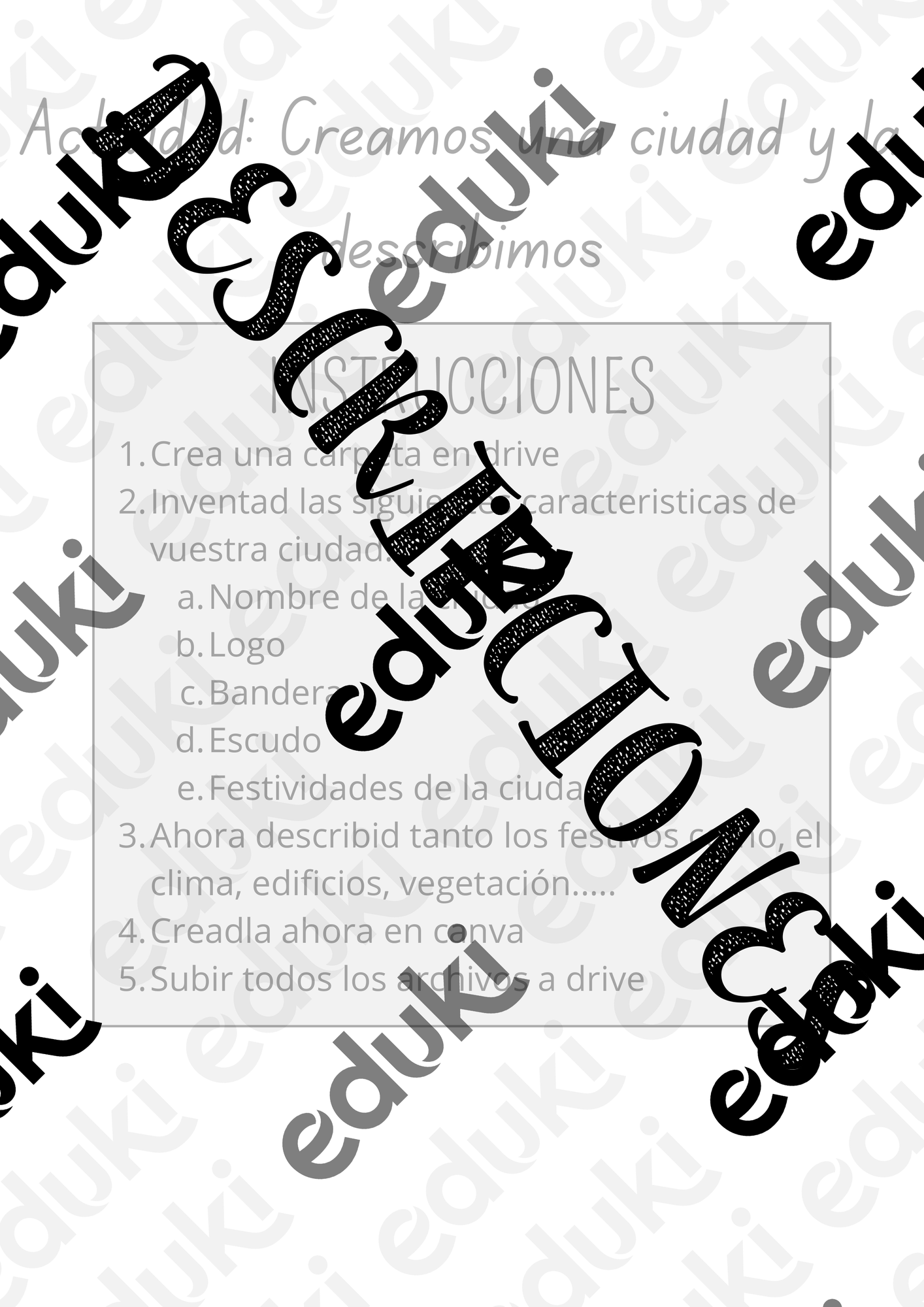 Actividad de describir y crear una ciudad ficticia - material de la ...