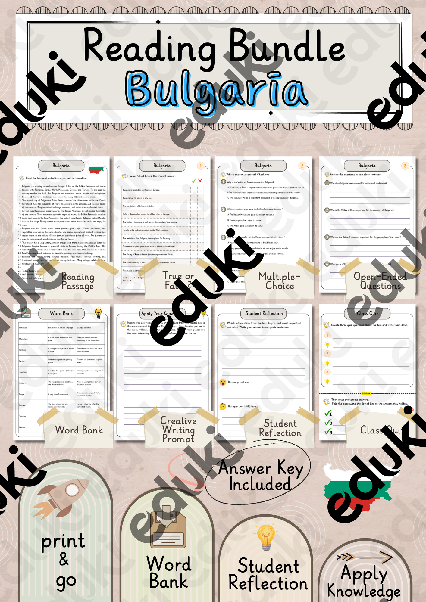 Bulgaria Premium Reading Comprehension Activities Bundle ...