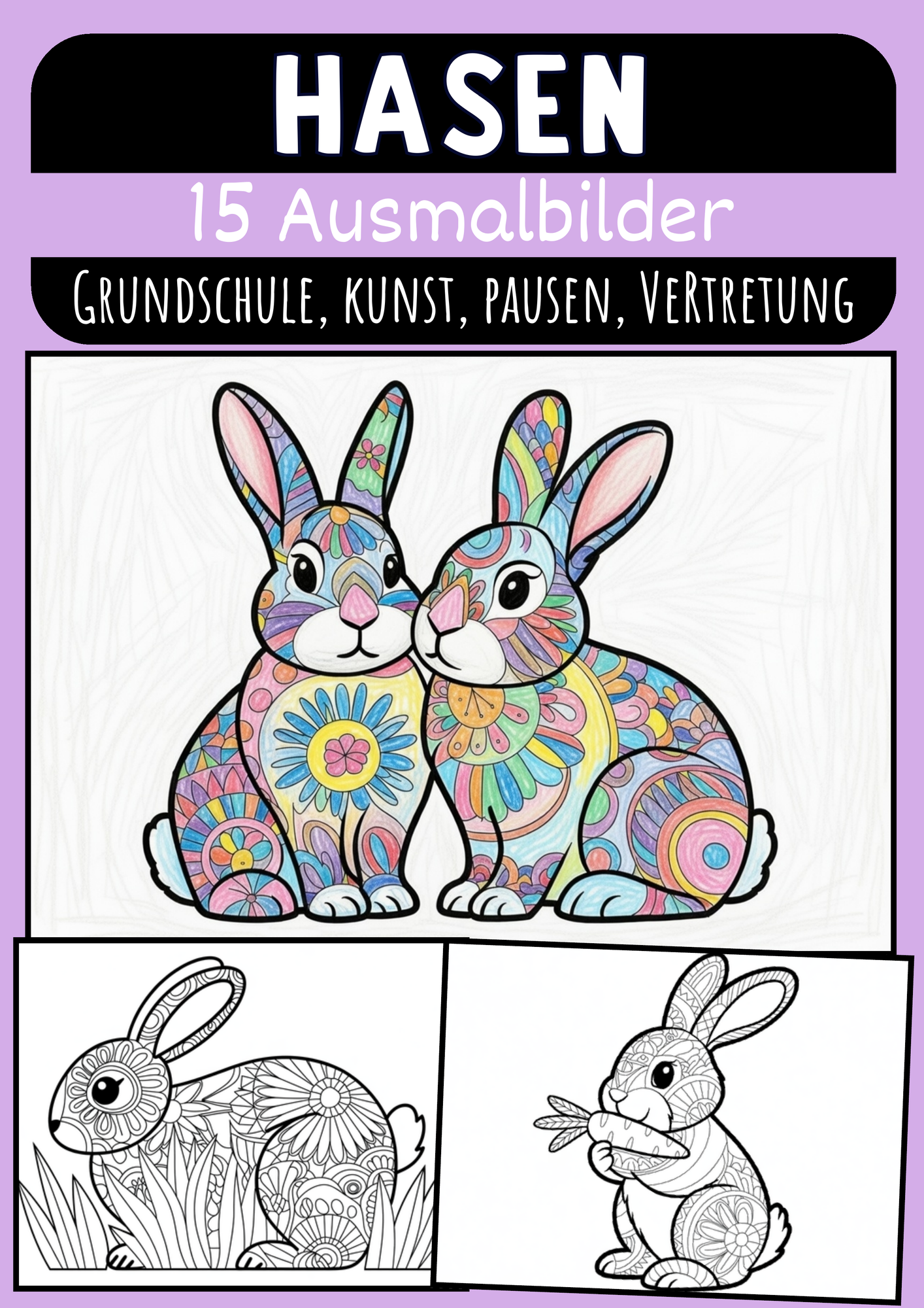 Hase Mandalas für Kinder Ausmalbilder für Grundschule Kunst ...