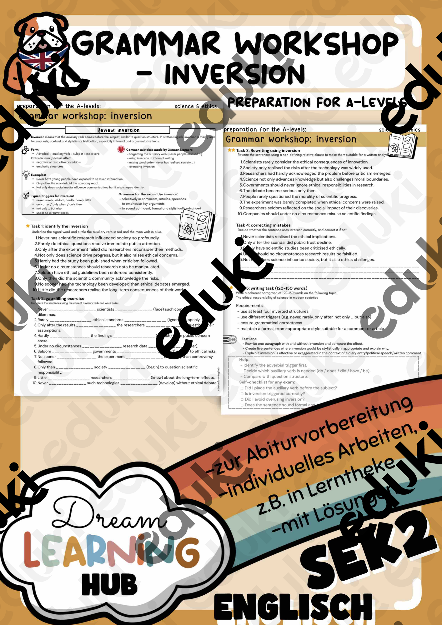 GRAMMARWORKSHOP - inversion (elevated writing) – Unterrichtsmaterial im ...
