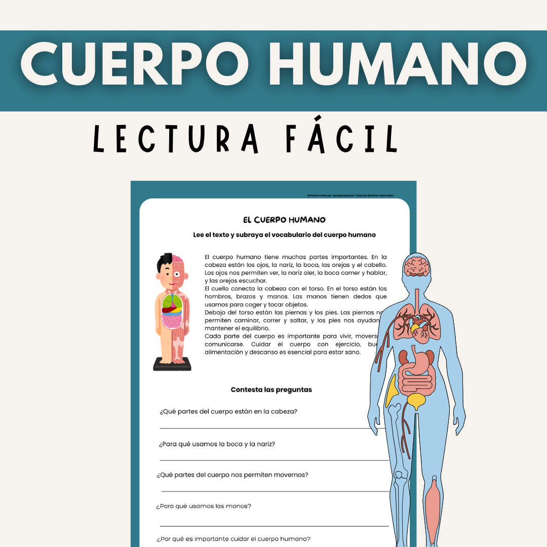 EL CUERPO HUMANO THE HUMAN BODY READING IN SPANISH - material de la ...