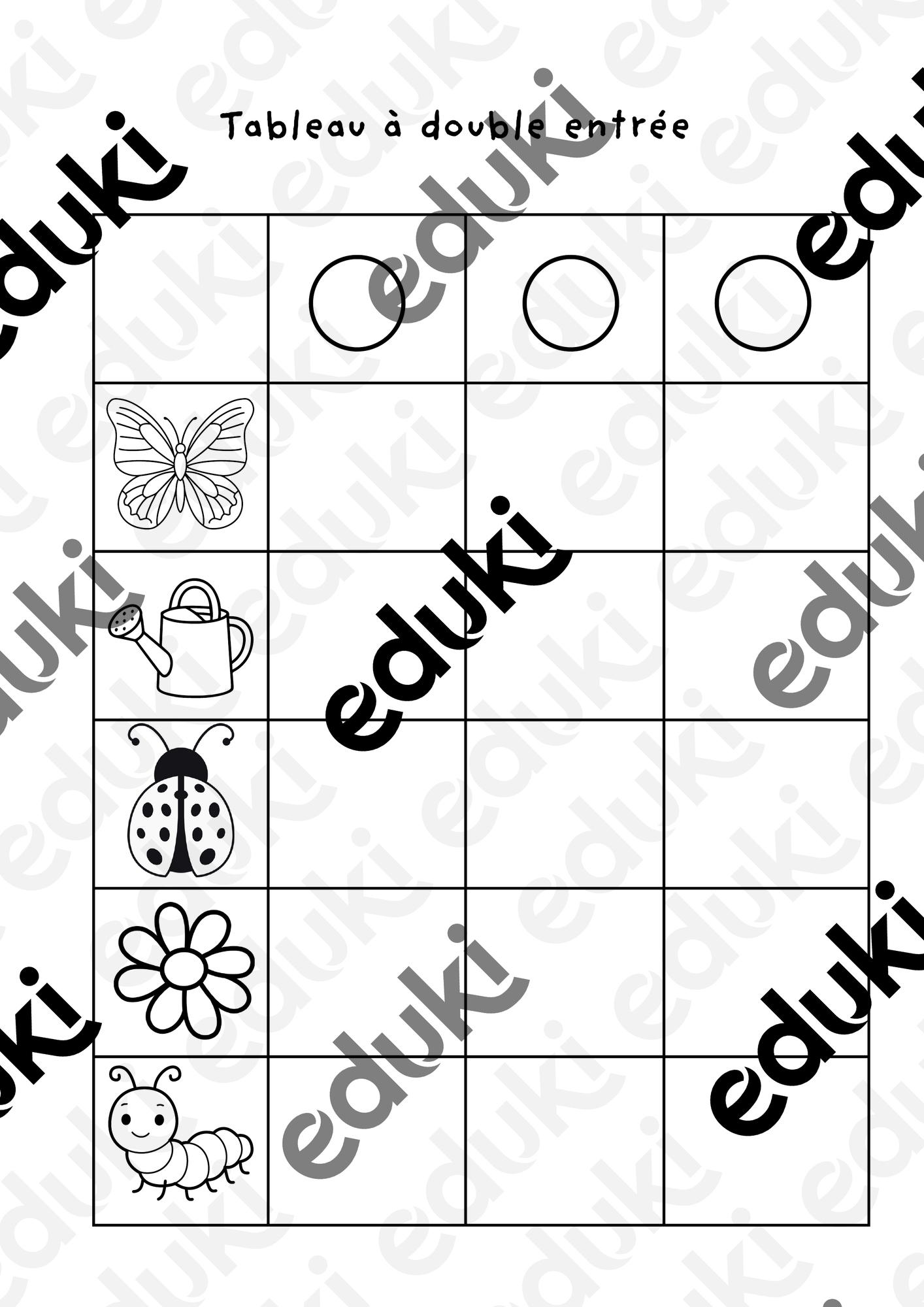 Fiche d'exercice tableau à double entrée printemps - Ressource ...