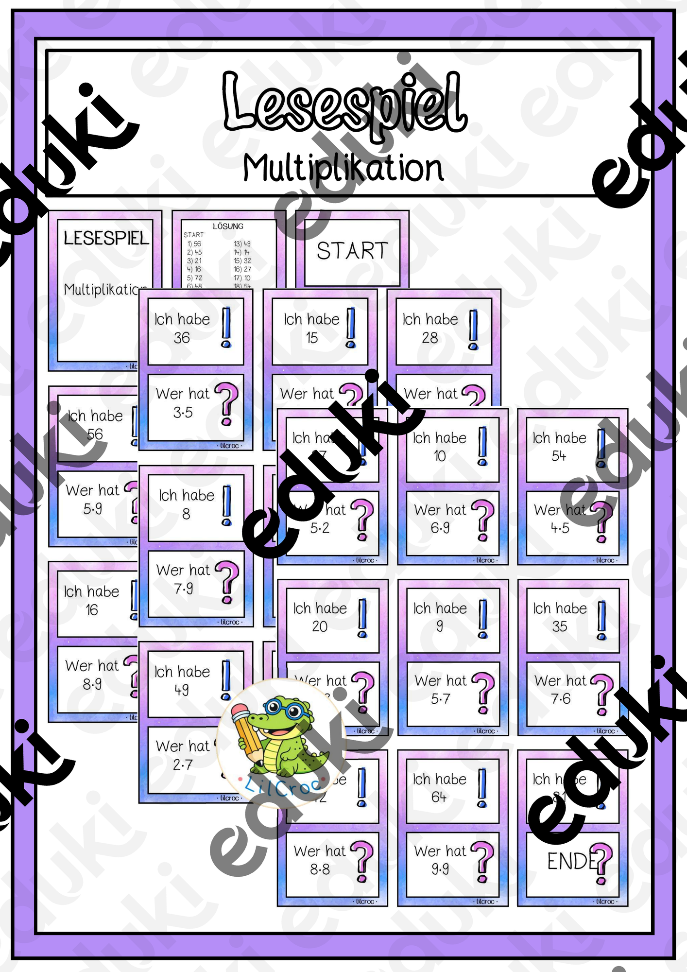 Einmaleins - Multiplikation - Lesespiel - Ich habe... Wer hat ...