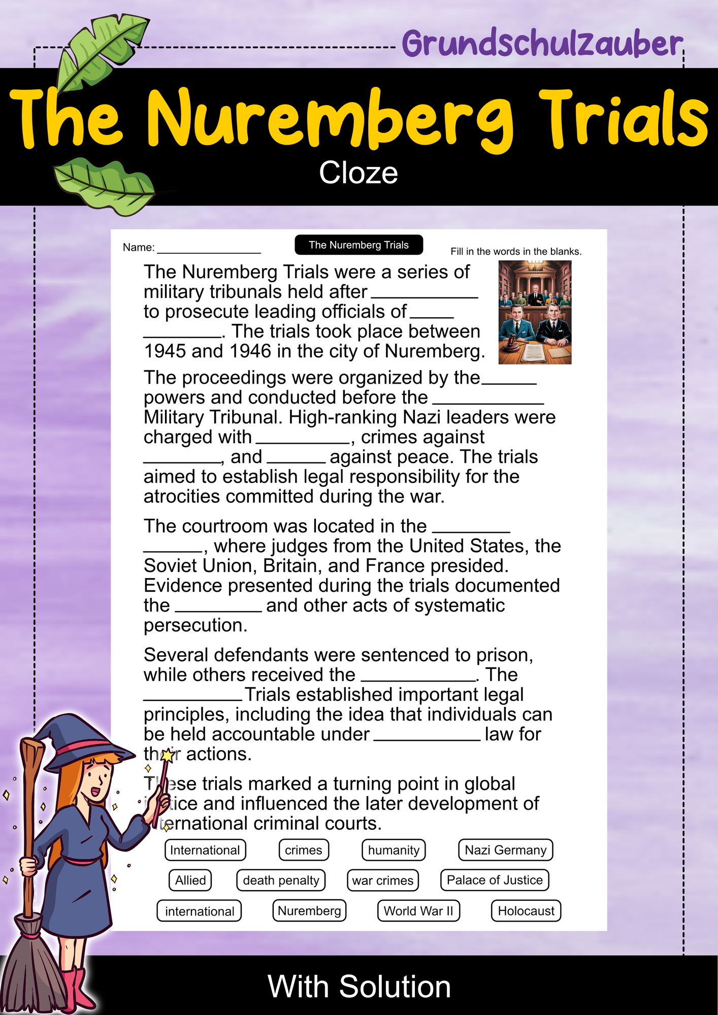 Nuremberg Trials | Cloze Worksheet | English | History ...