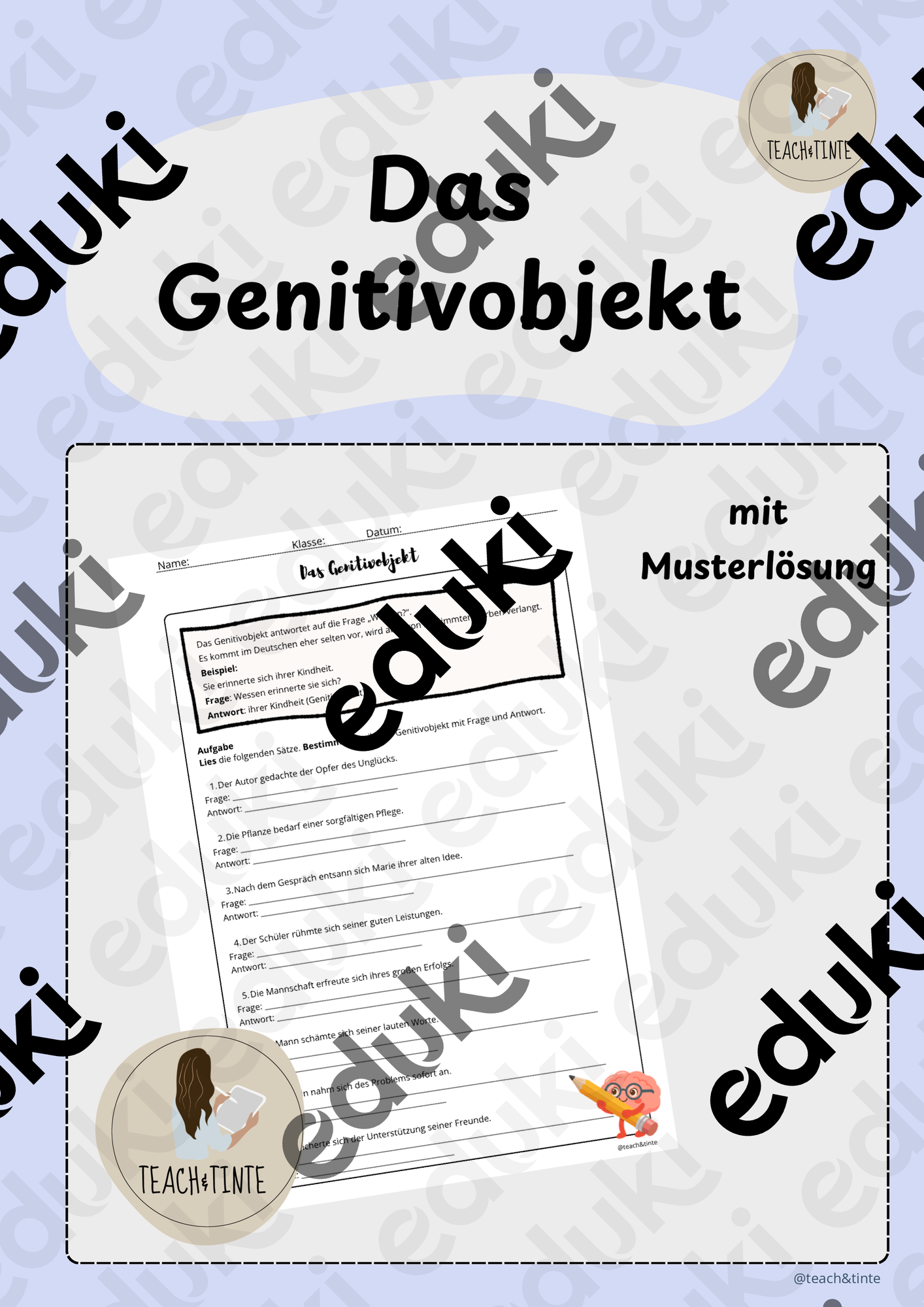 Das Genitivobjekt AB (inkl. Musterlösung zur Selbstkontrolle ...