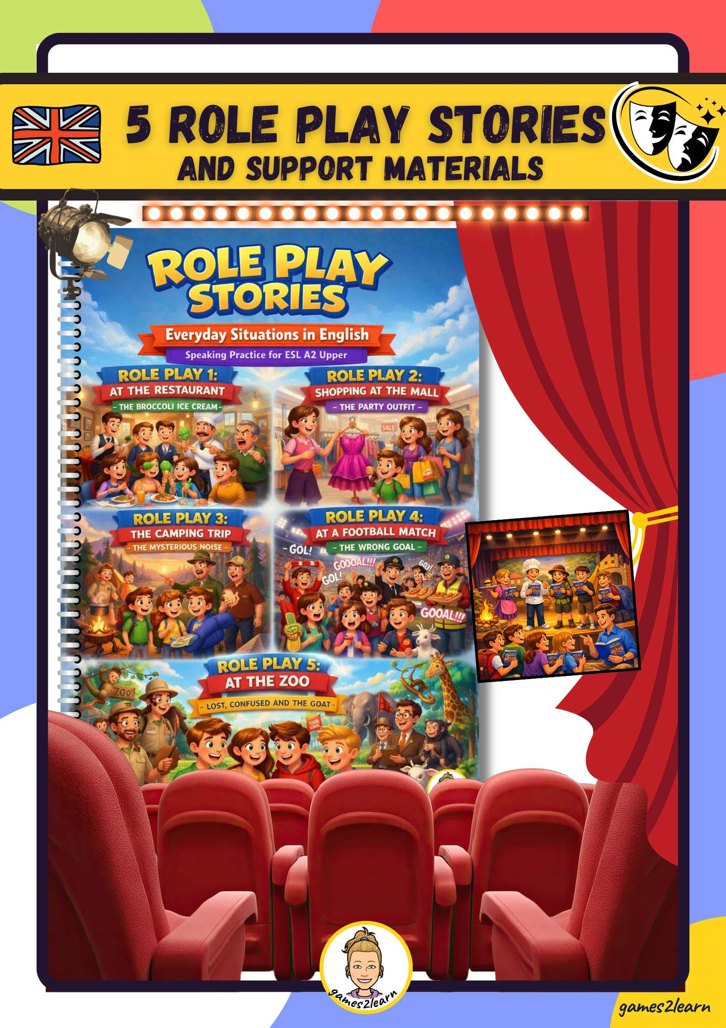 5 role play stories and support materials. (Speaking A2) - material de ...