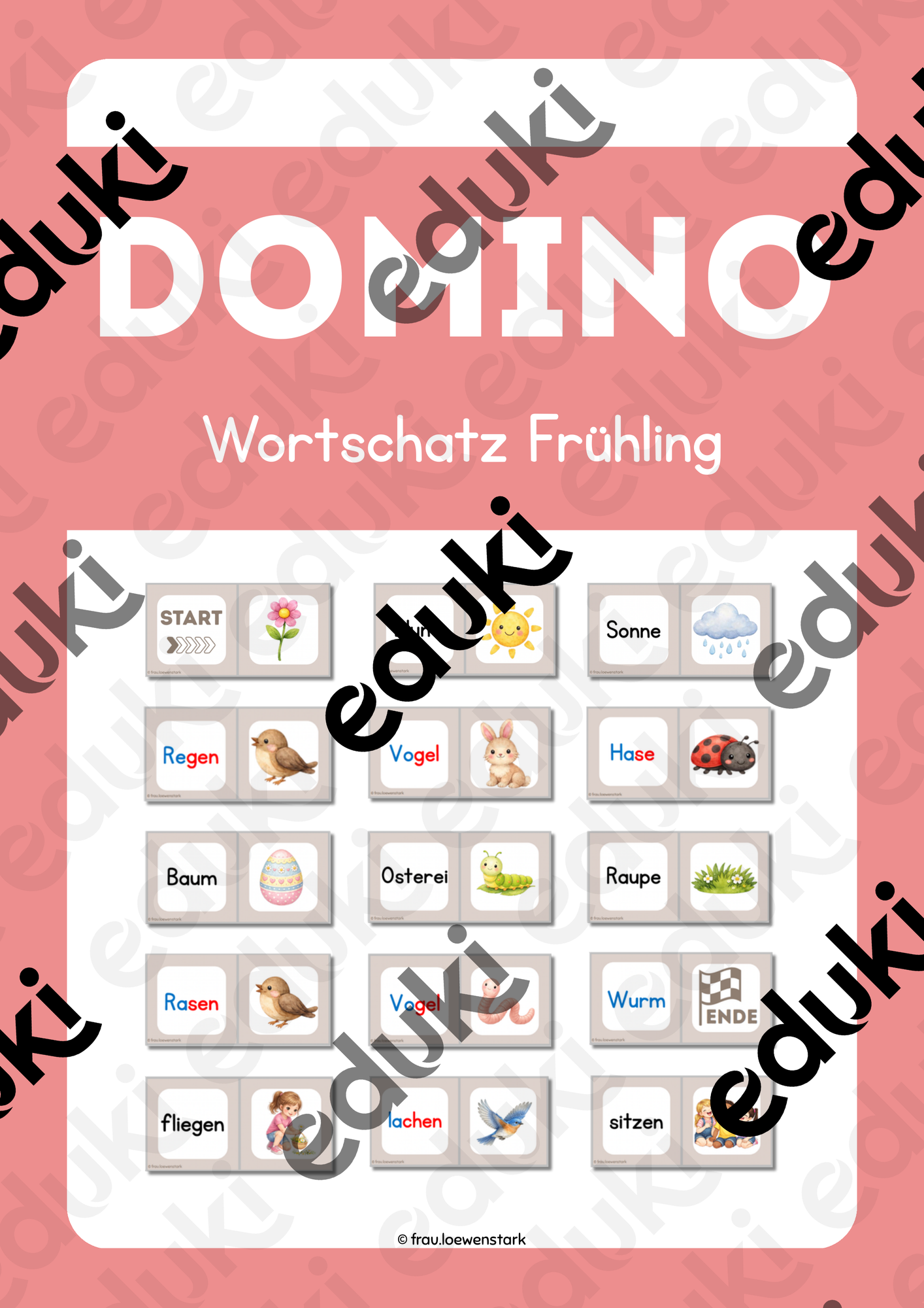 Frühlings-Domino: Nomen & Verben lesen – Unterrichtsmaterial im Fach ...