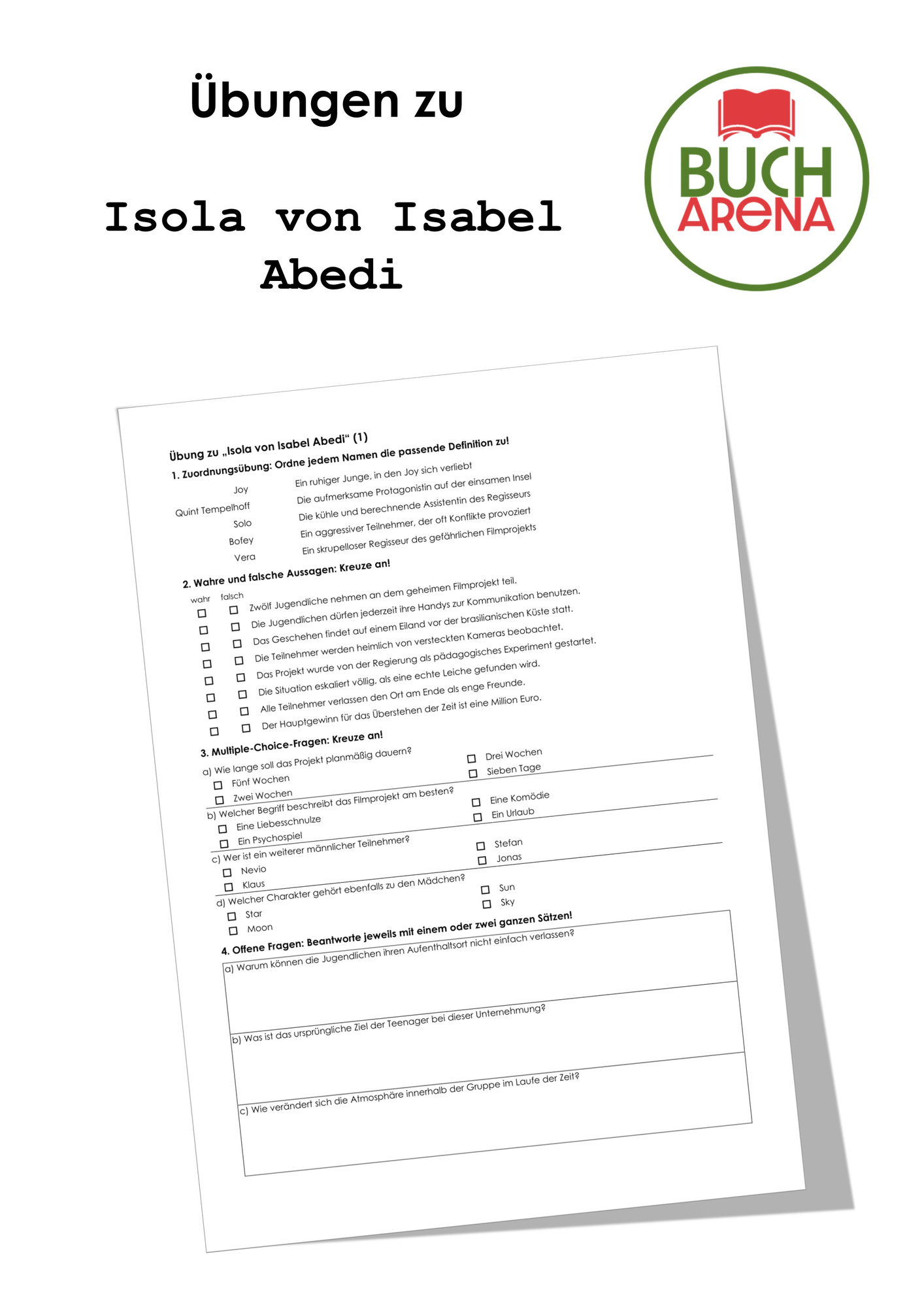 Übungen zu "Isola von Isabel Abedi" – Unterrichtsmaterial im Fach Deutsch