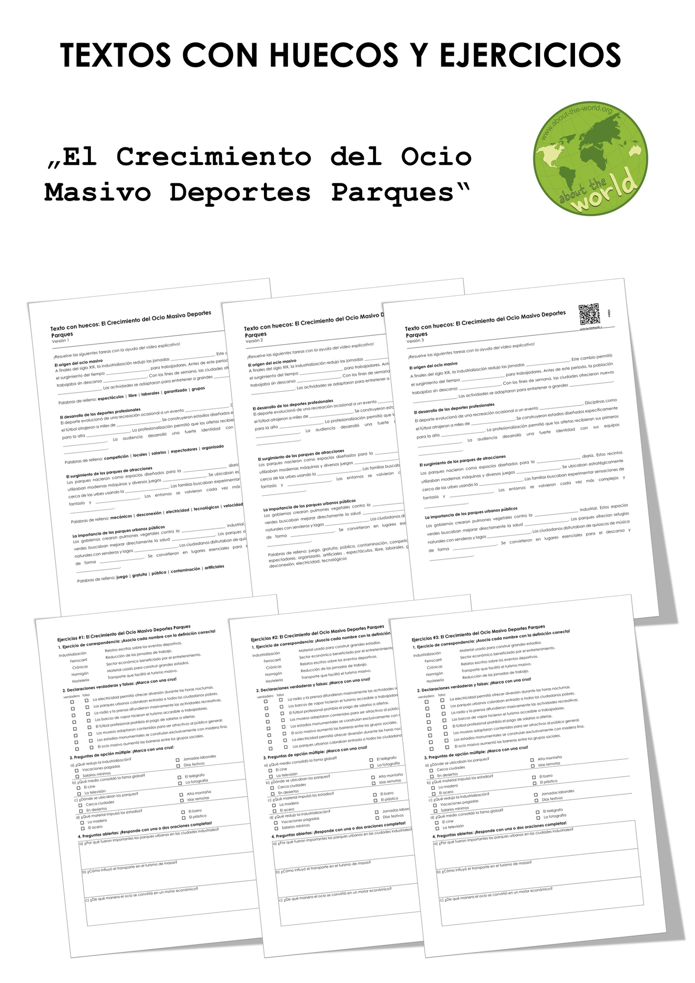 El Crecimiento del Ocio Masivo Deportes Parques (Ejercicios con texto ...